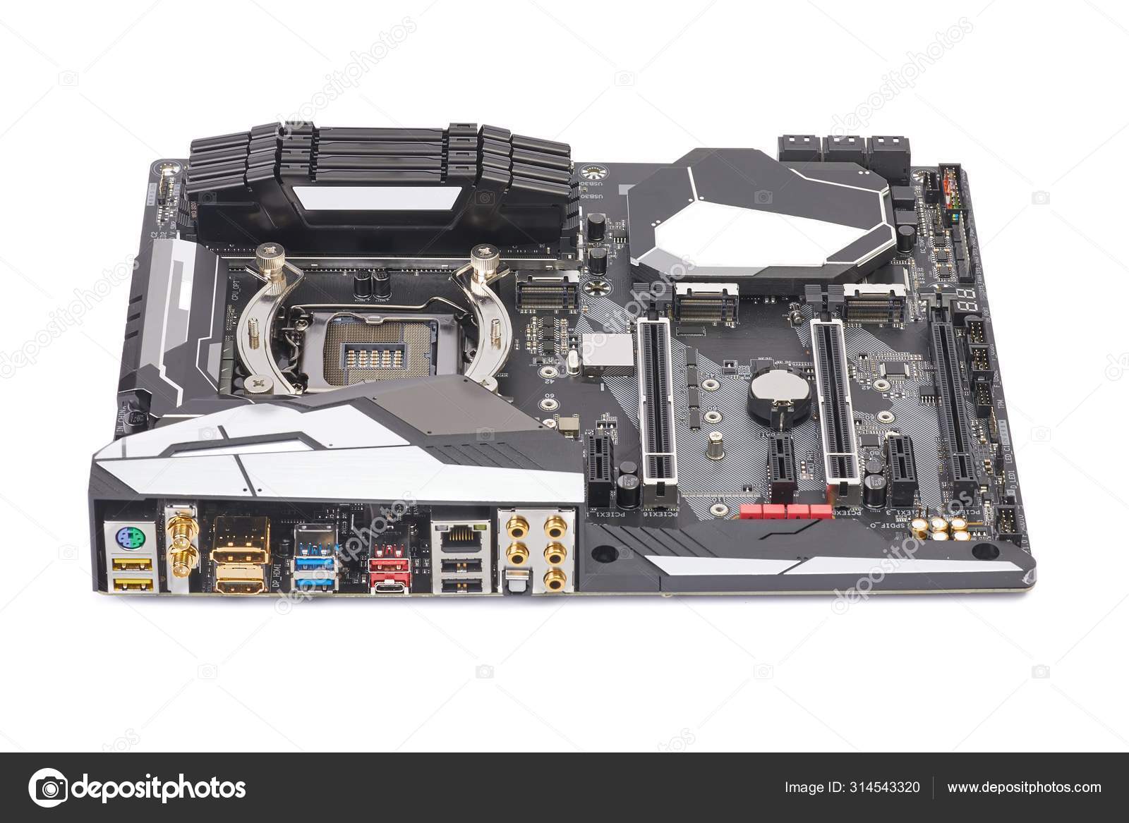 Computer Motherboard Back Side Stock Photo by ©Gudella 314543320