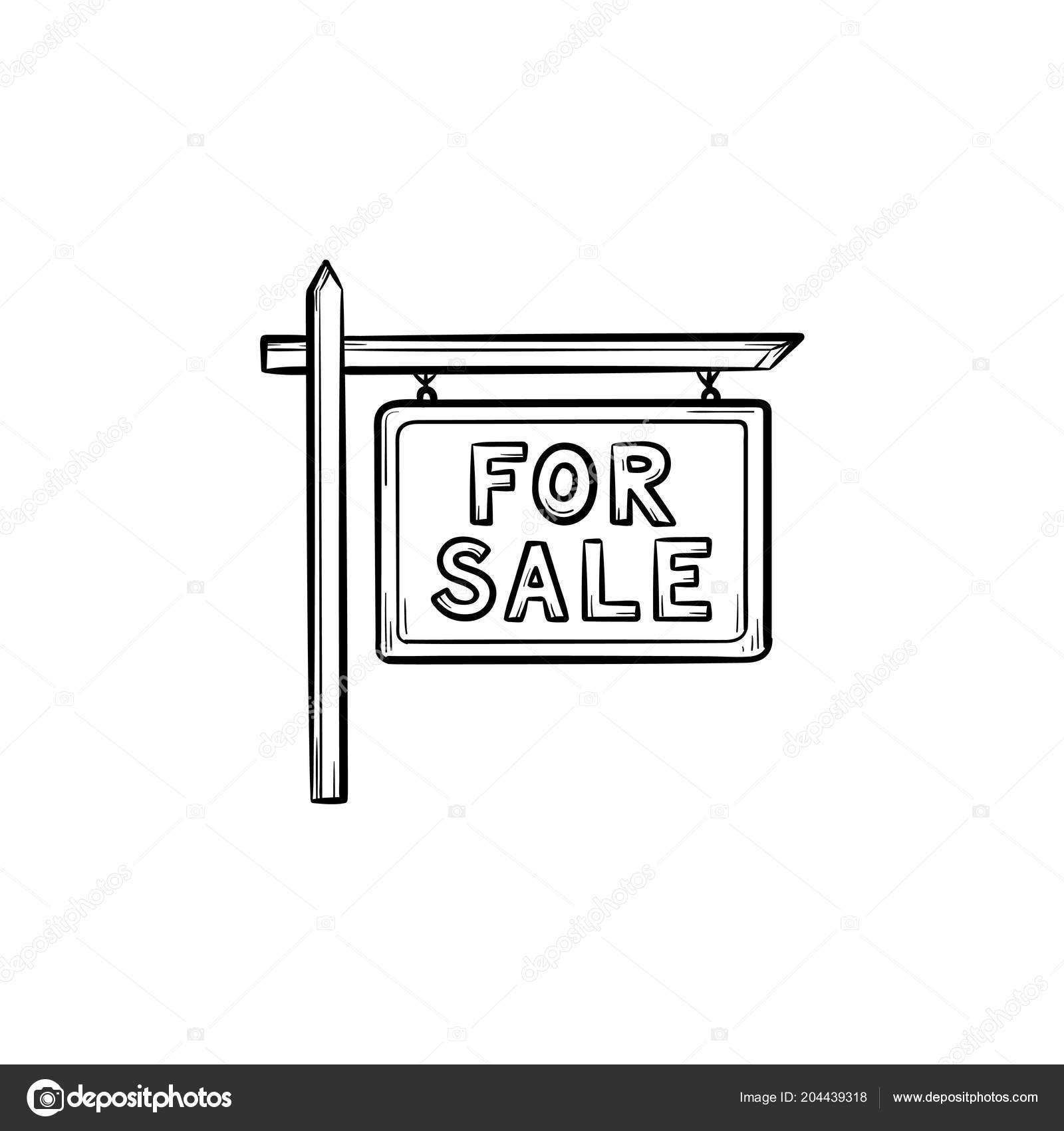 For sale sign hand drawn outline doodle icon. Stock Vector Image by ...