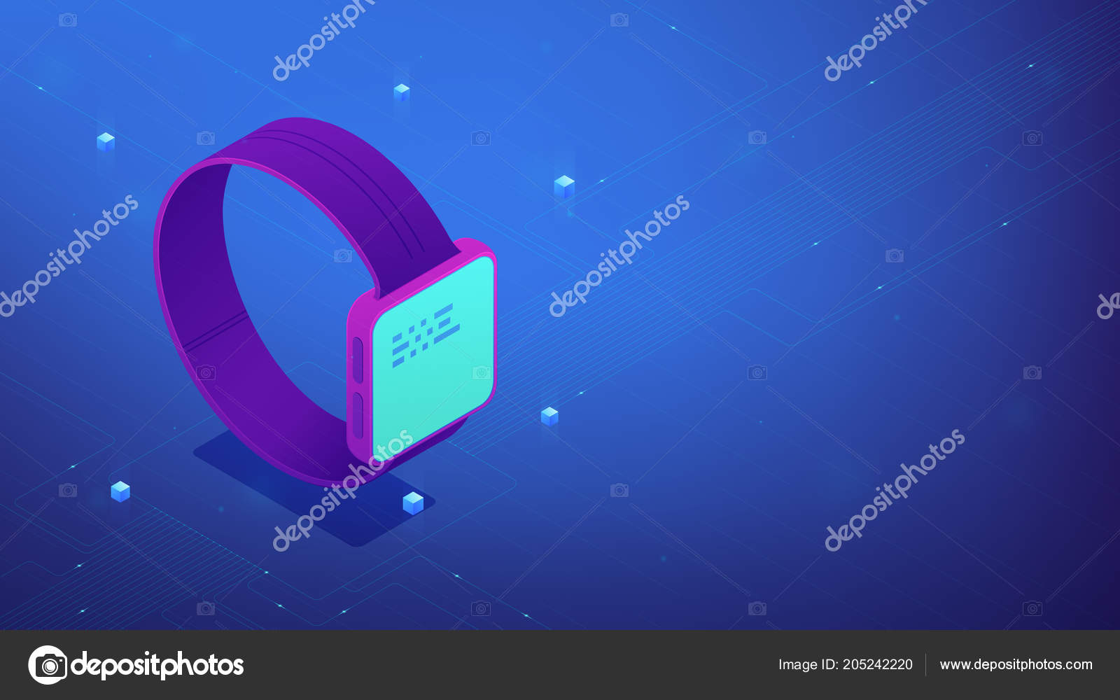 Smart watch interface. Isometric vector 3d illustration. Stock Vector ...