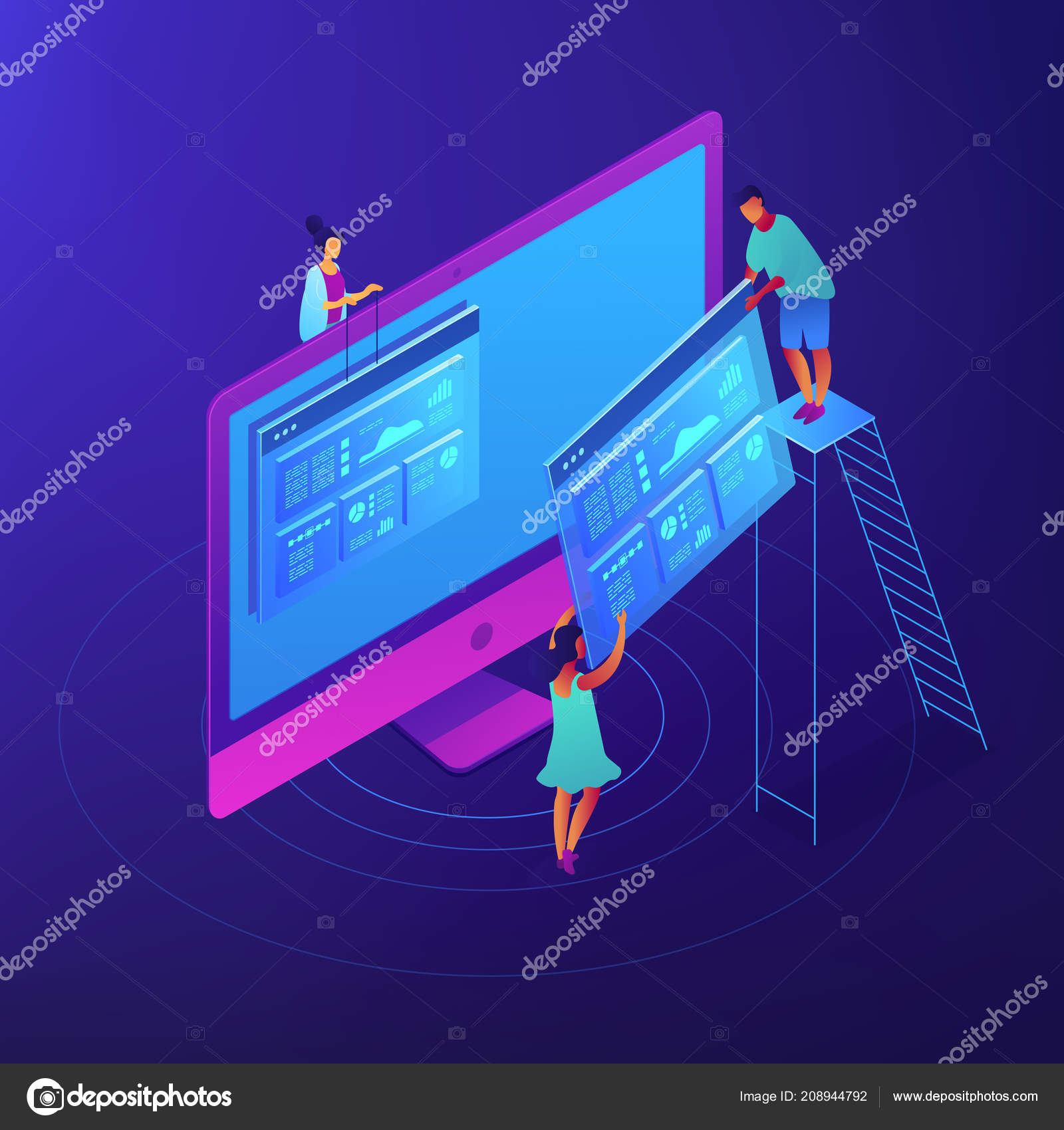 Isometric SEO analysis illustration. Stock Illustration by ...