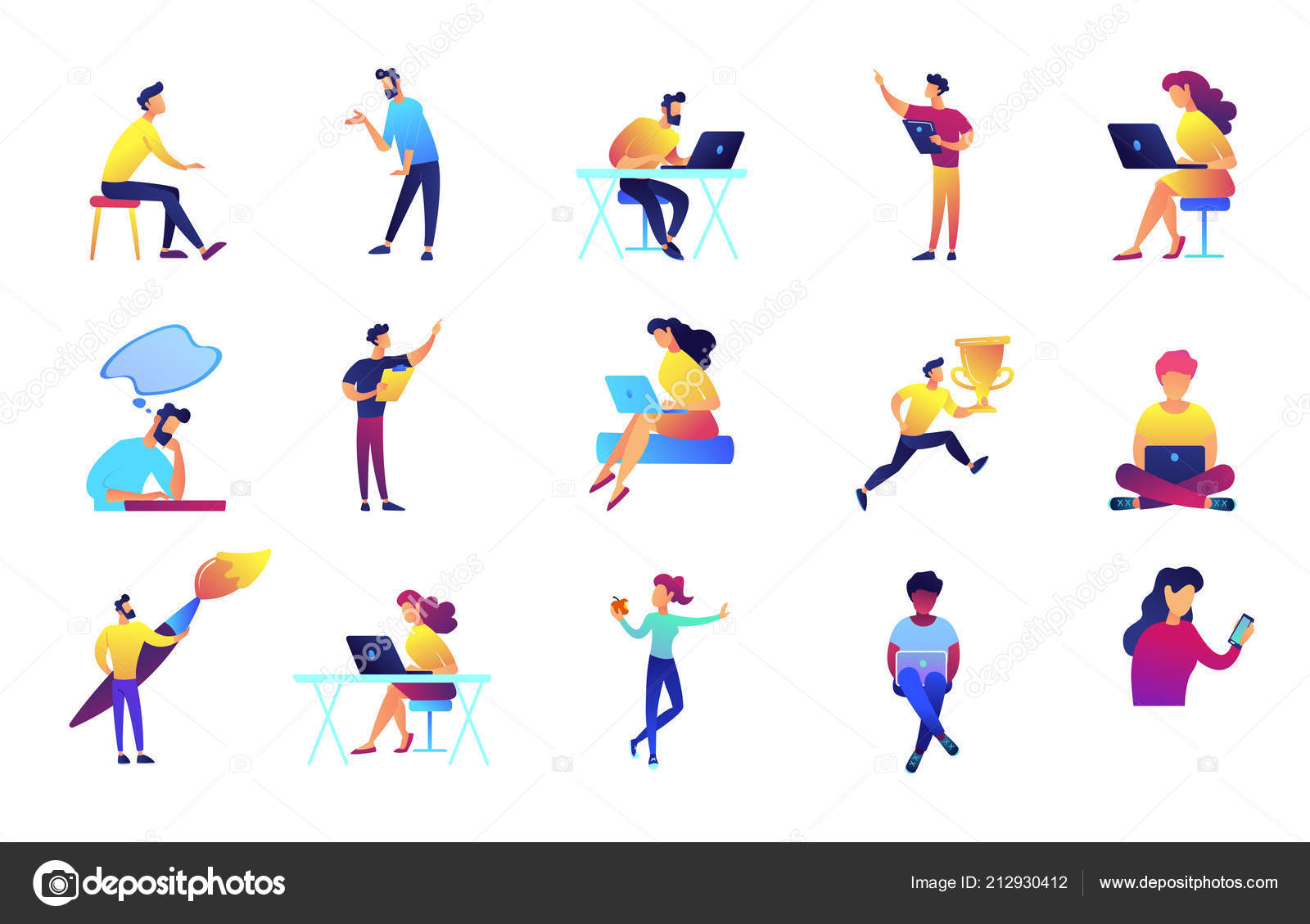 IT specialists and designers vector illustrations set. Stock Vector ...