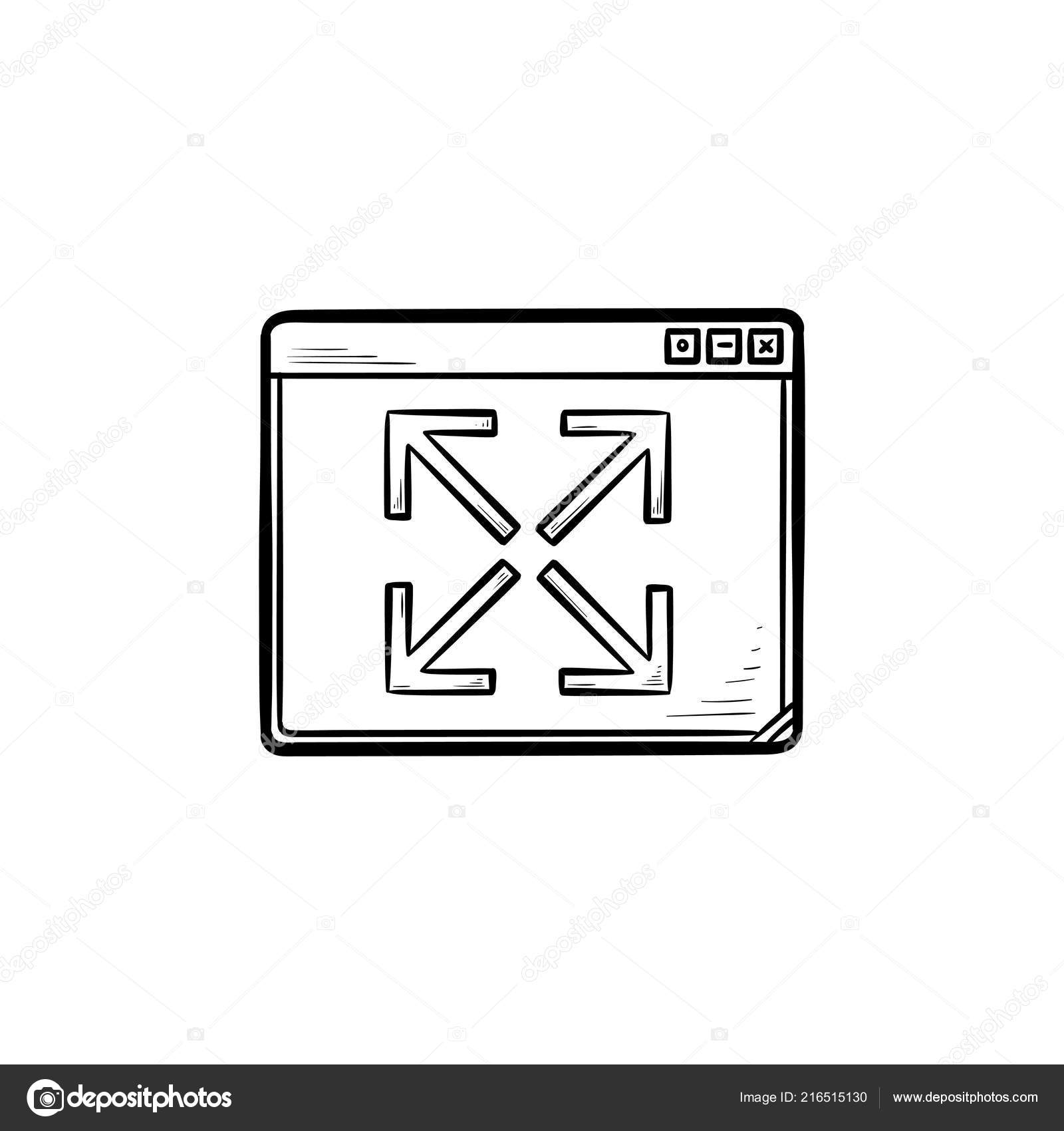 Browser window expansion hand drawn outline doodle icon. Stock Vector ...