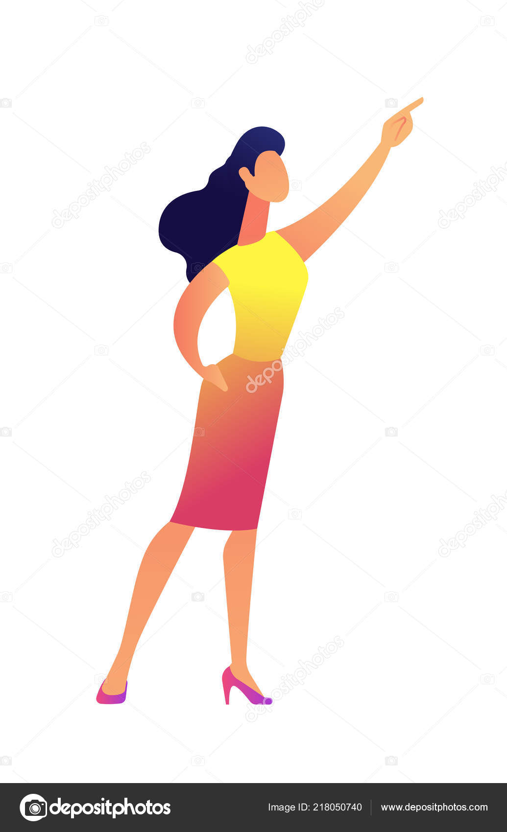 Female manager showing with finger vector illustration. Stock Vector ...