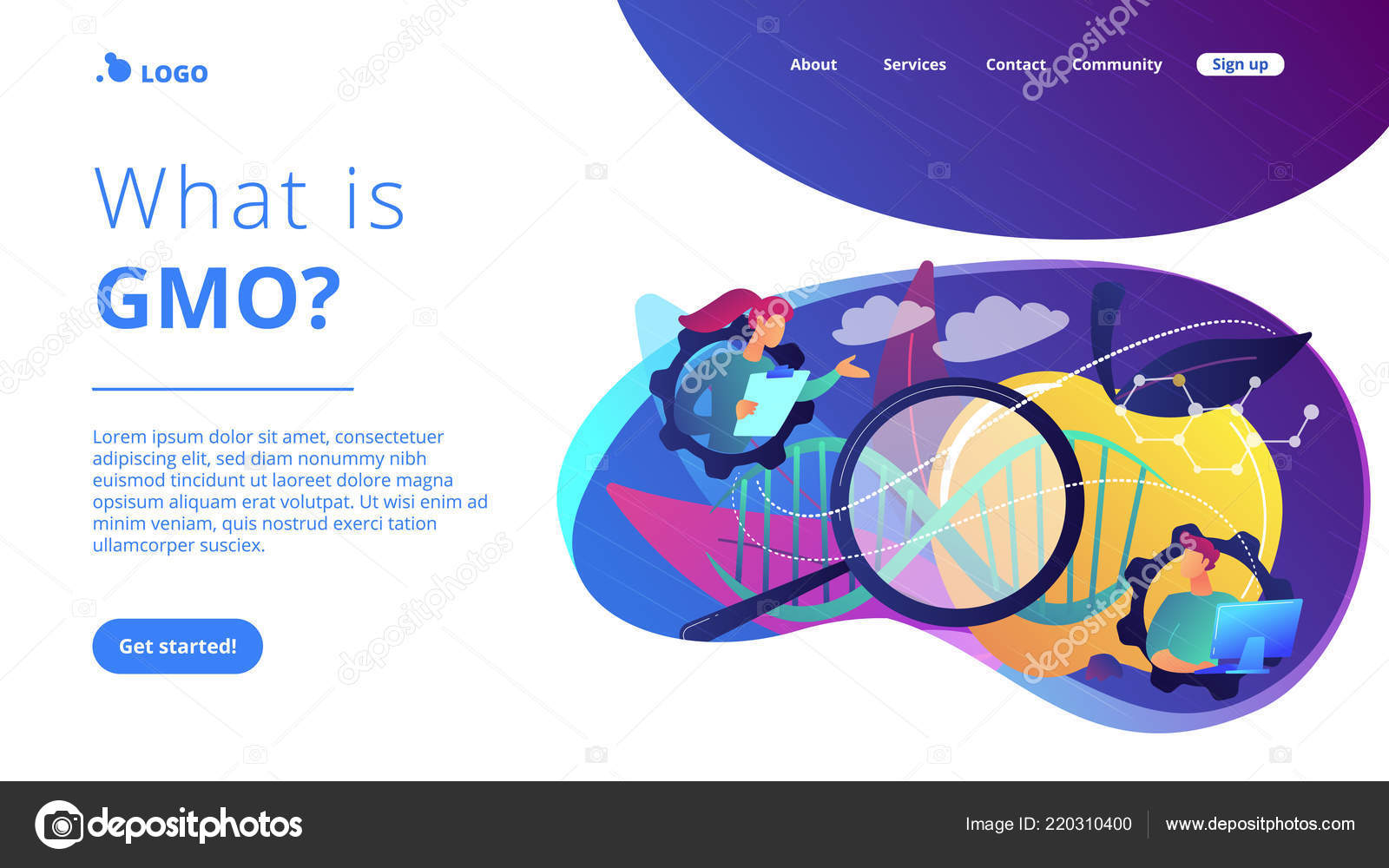 Genetically modified foods concept landing page. — Stock Vector © VisualGeneration #220310400