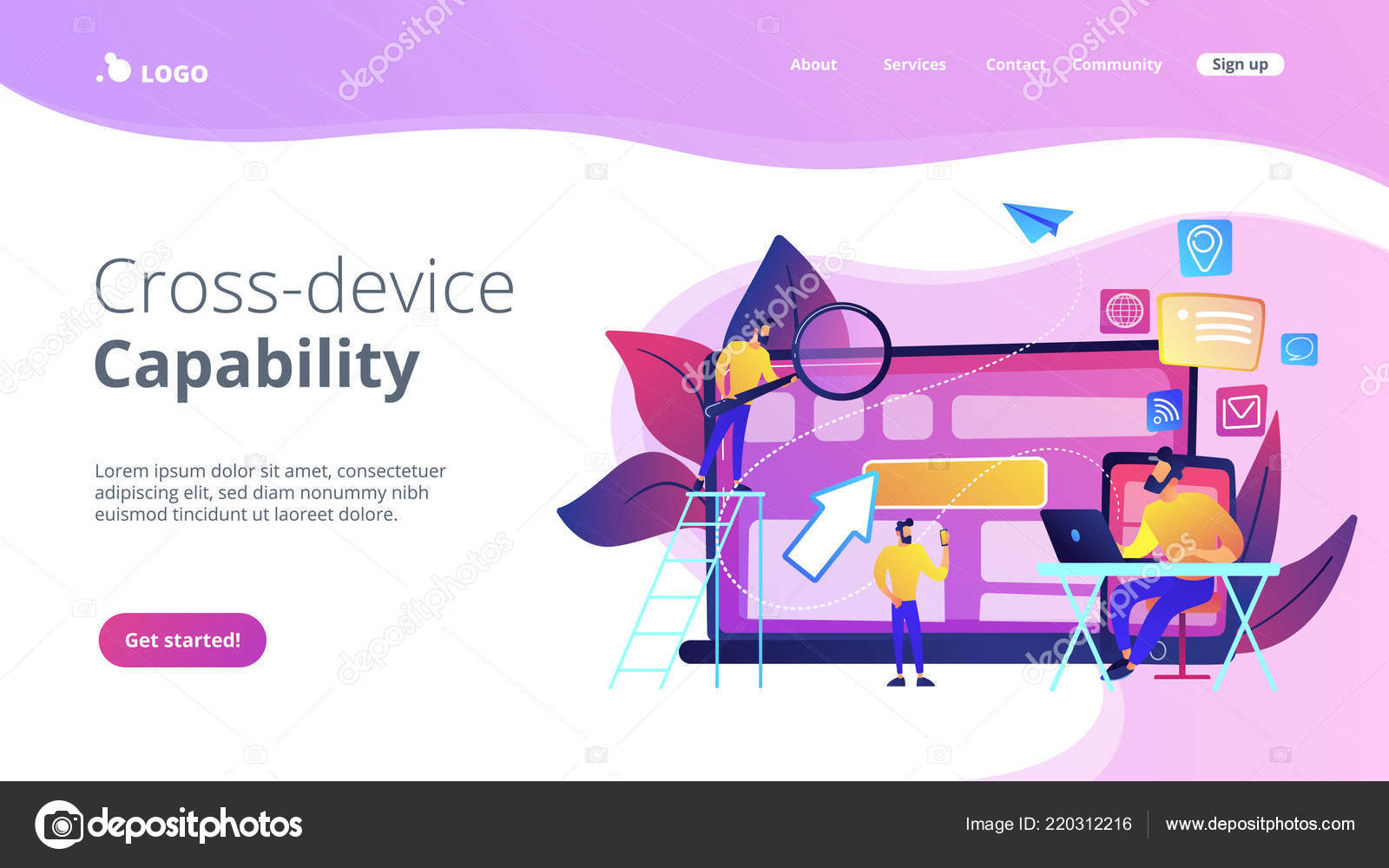 Cross-device tracking concept landing page. Stock Vector Image by ...