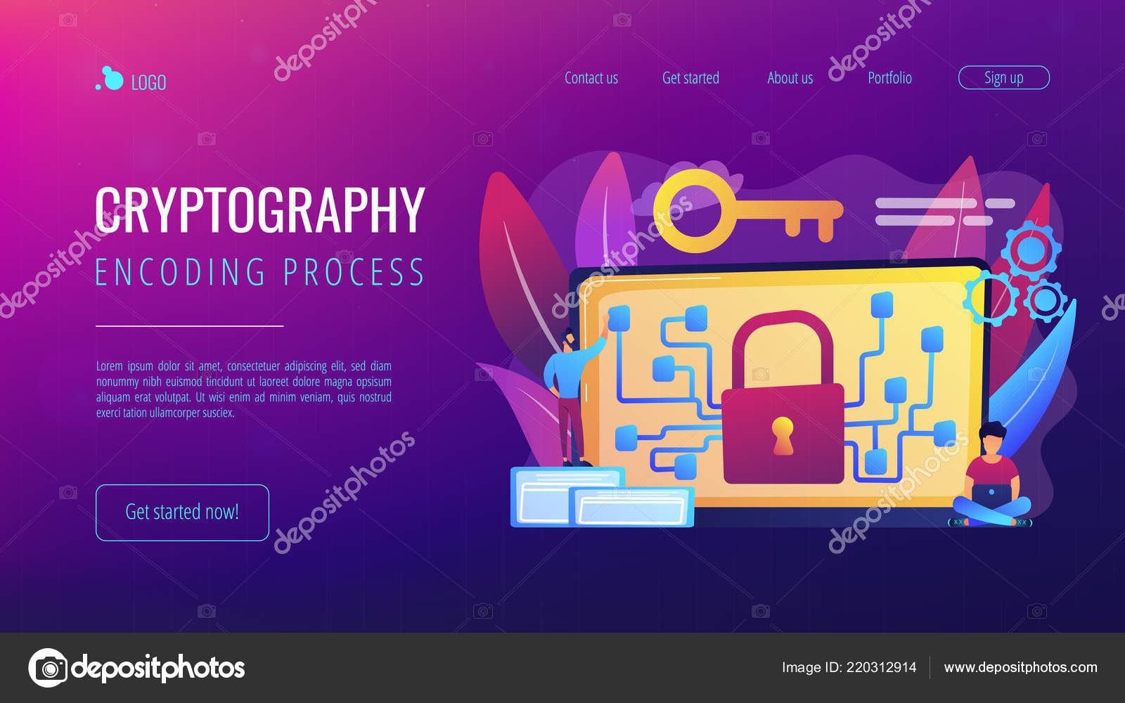 Cryptography and encryption concept landing page. Stock Vector Image by ...
