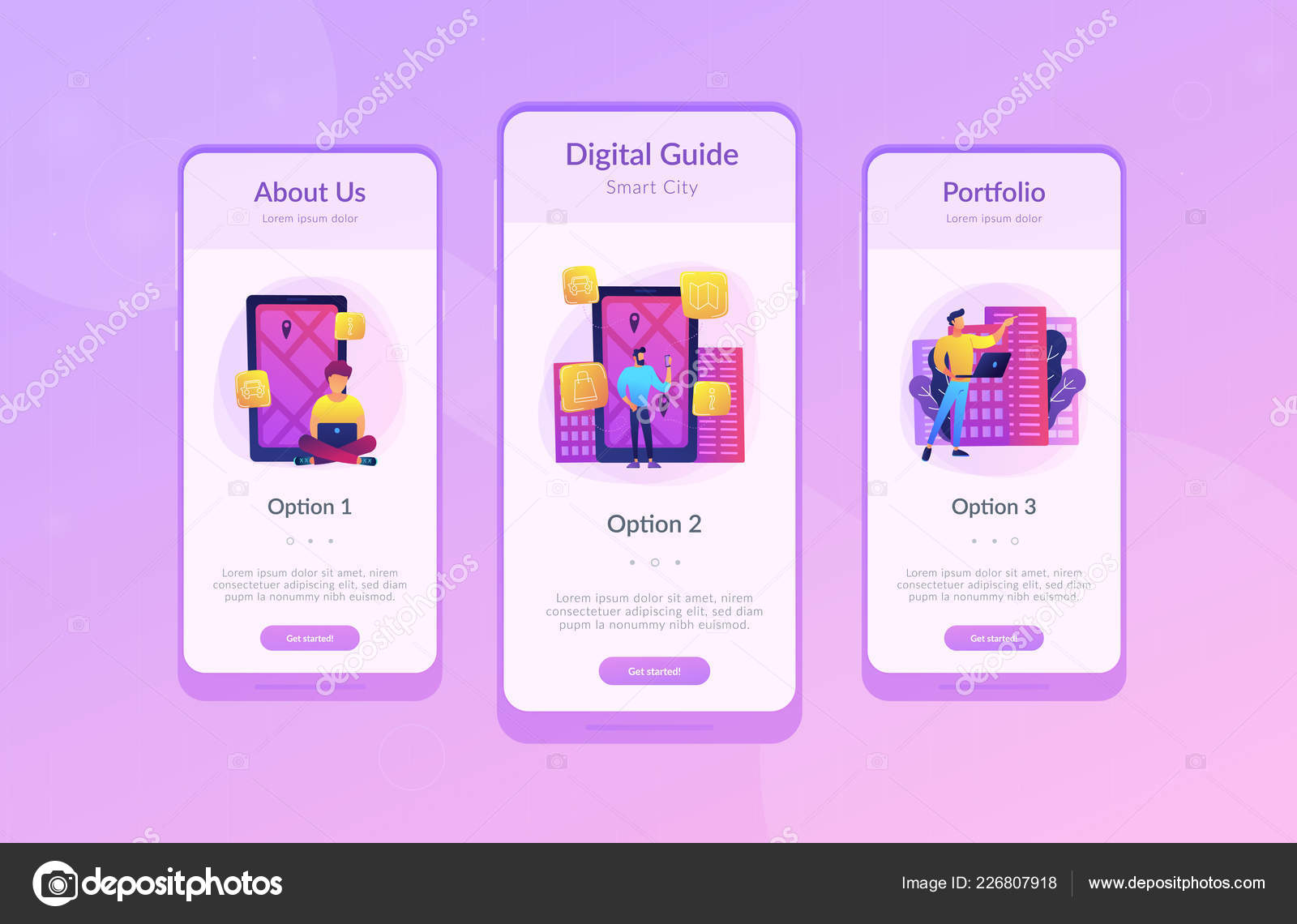 Smart city and digital city guide app interface template. Stock Vector ...