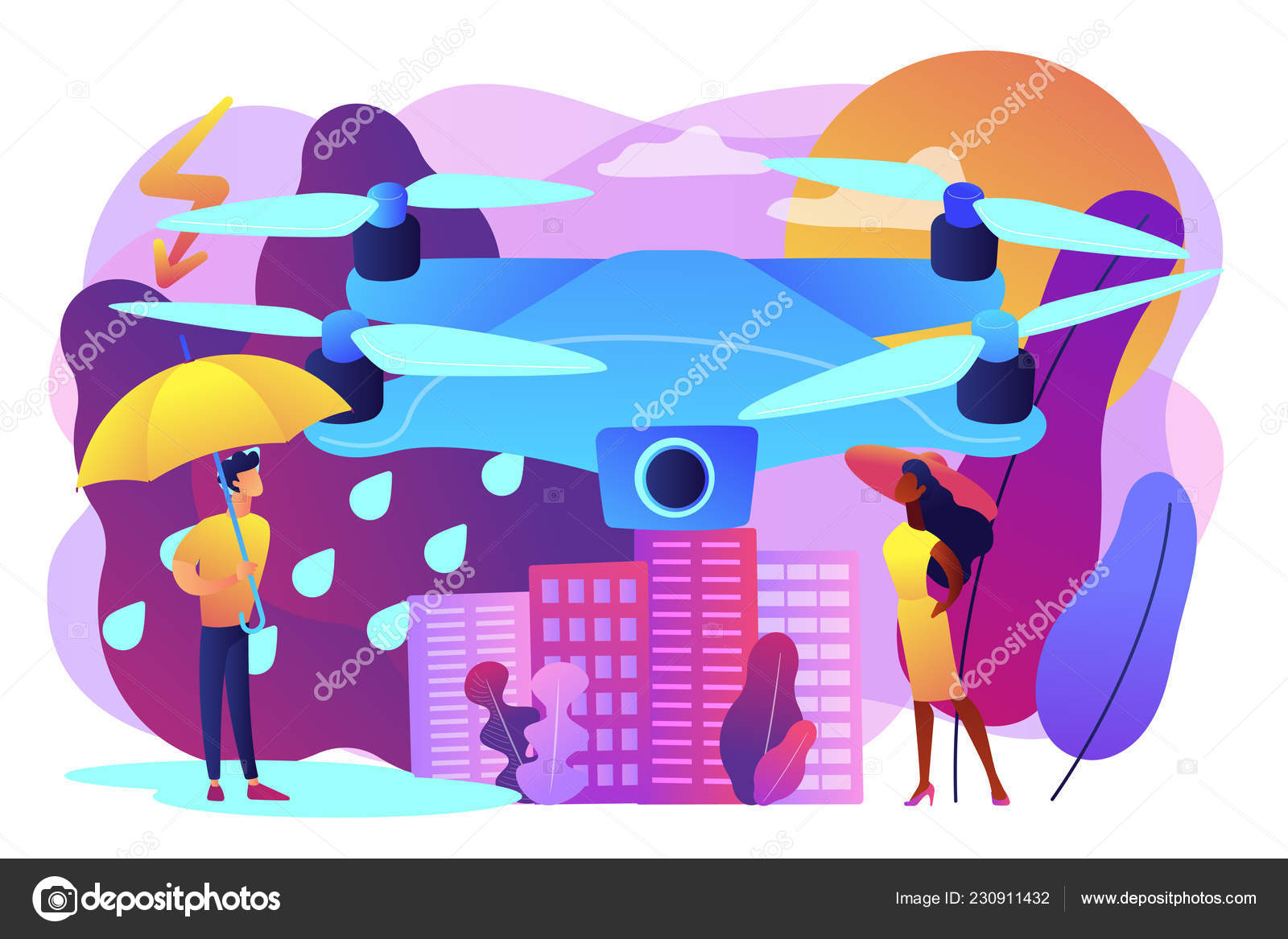 Meteorology drones concept vector illustration. Stock Vector by ...
