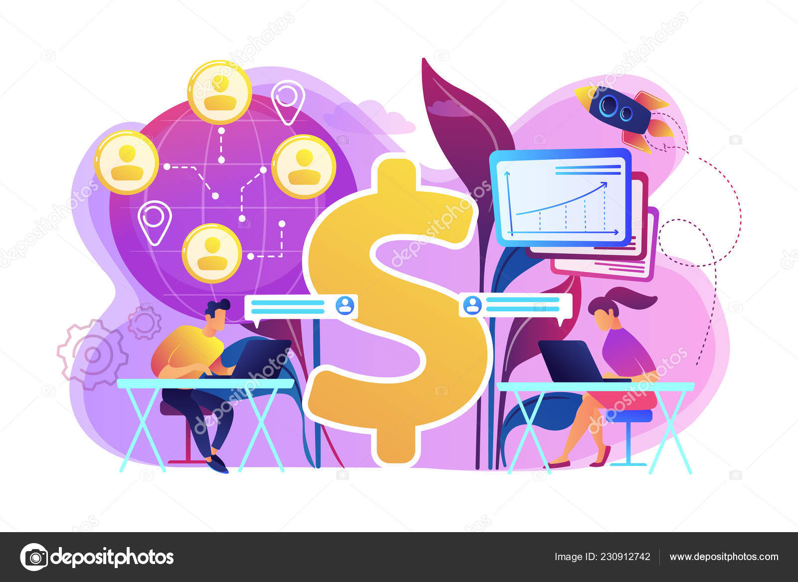 Concepto de ventas virtual vector ilustración . Vector de stock por ...