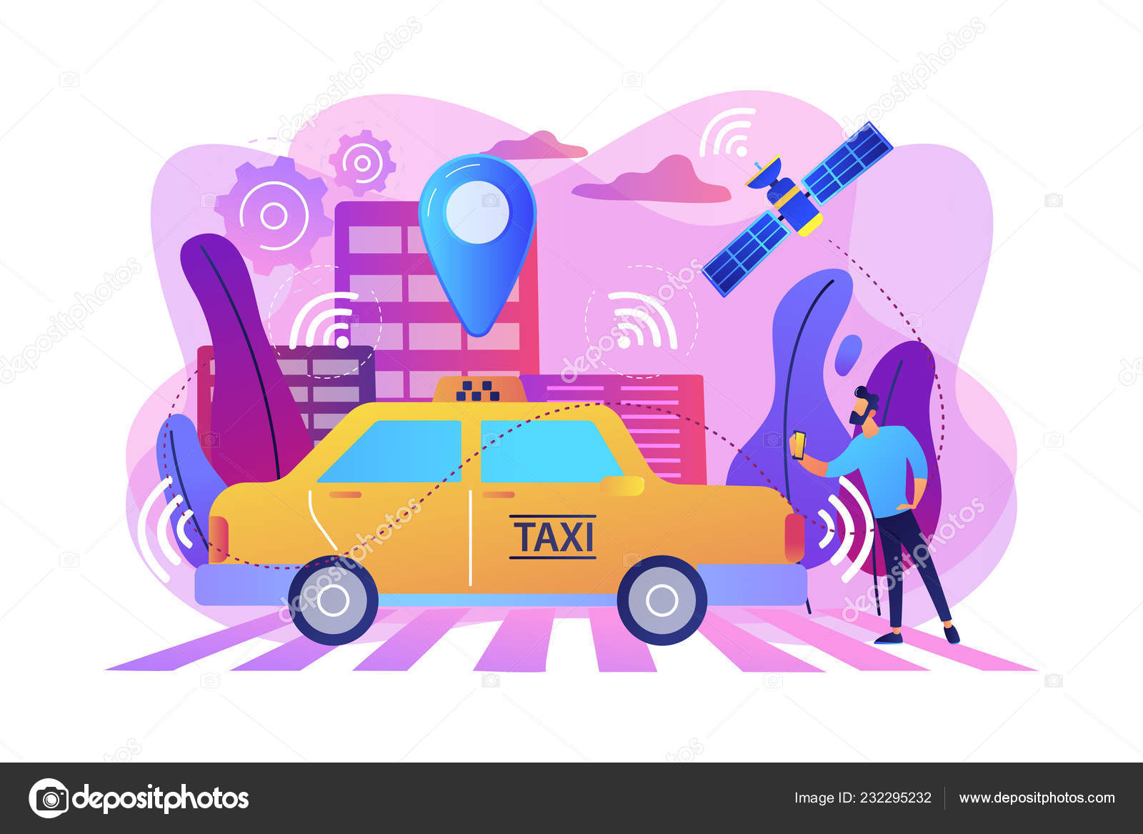Autonomous taxi concept vector illustration. Stock Vector by ...