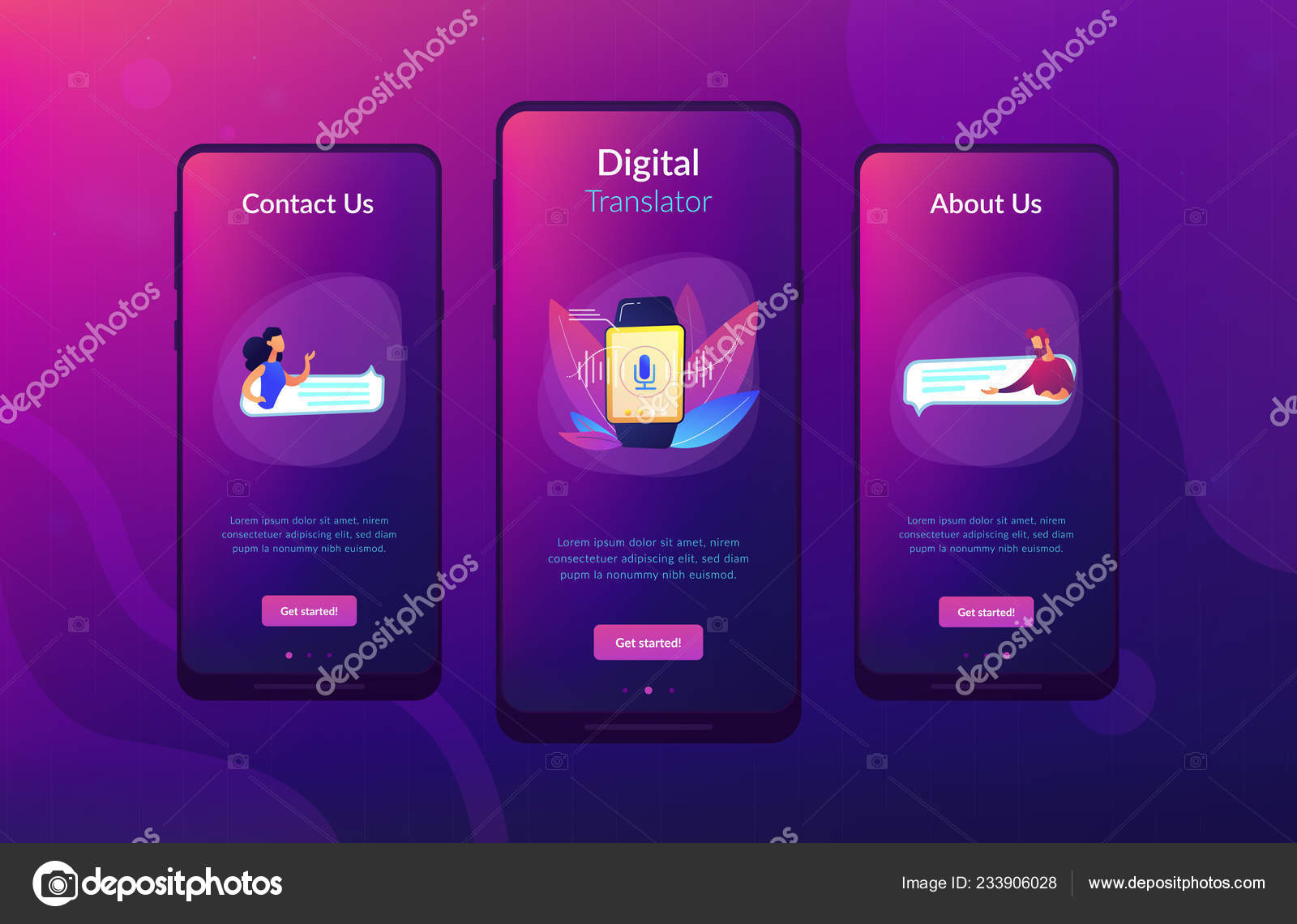 Digital translator app interface template. — Stock Vector ...