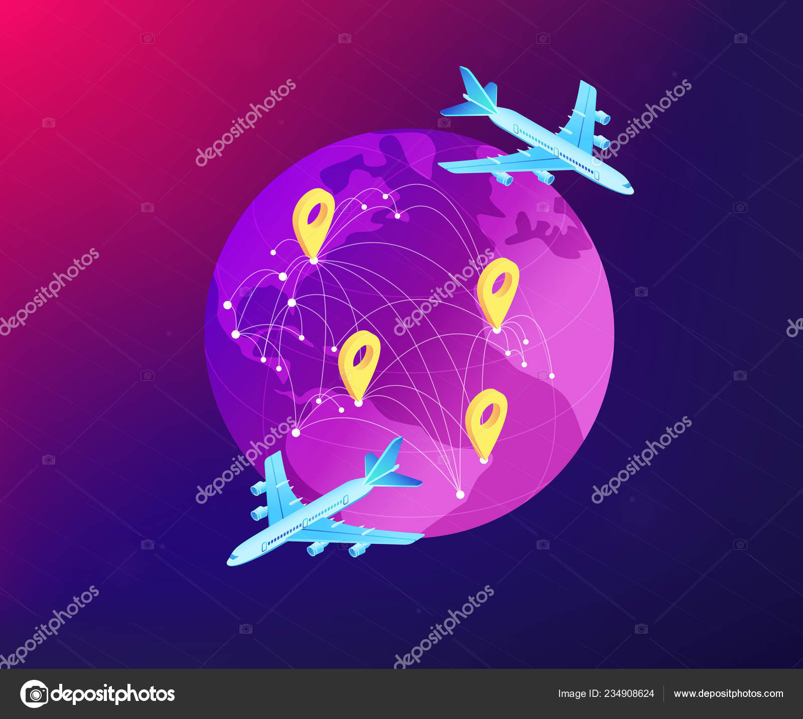 Global transportation system isometric 3D concept illustration. Stock ...