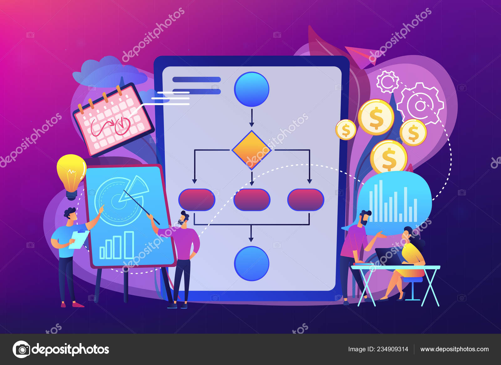 Business process management concept vector illustration. Stock Vector ...