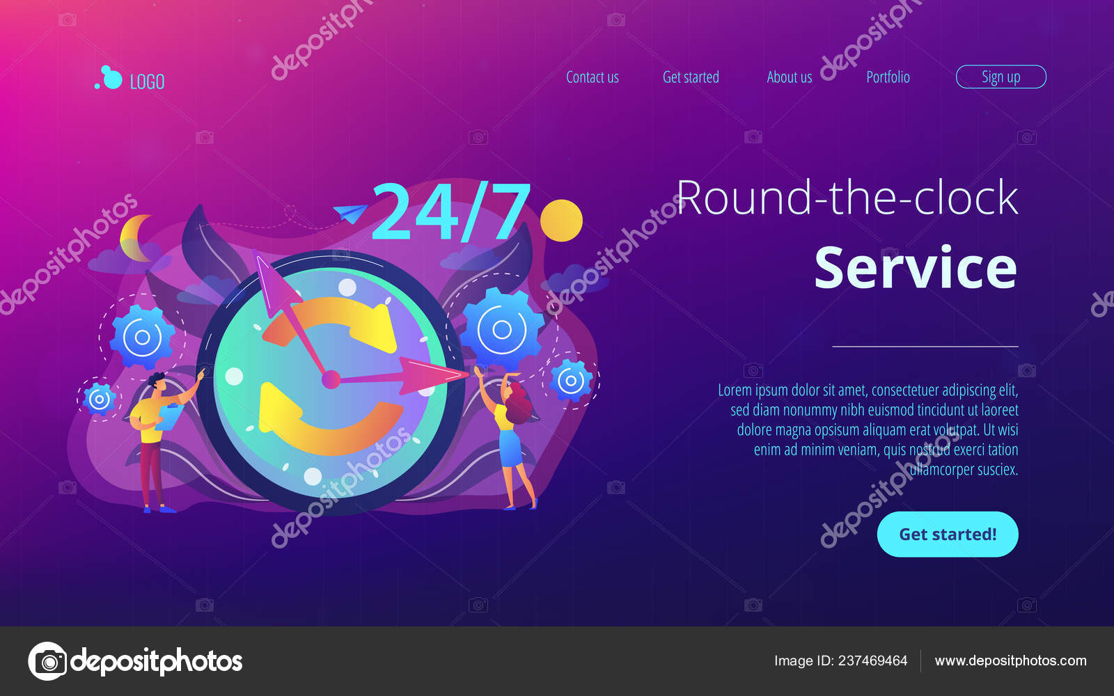 24 7 service concept landing page. Stock Vector by ©VisualGeneration ...