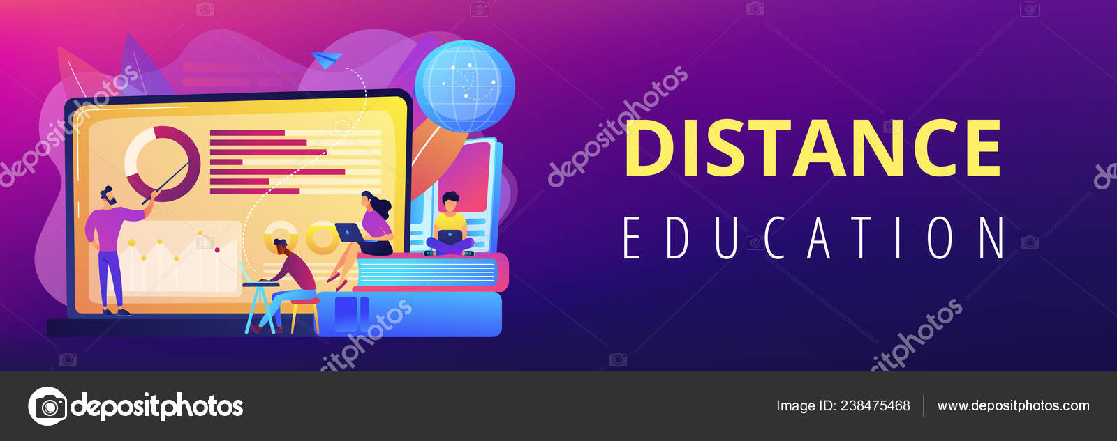 Distance learning concept banner header. Stock Vector Image by ...
