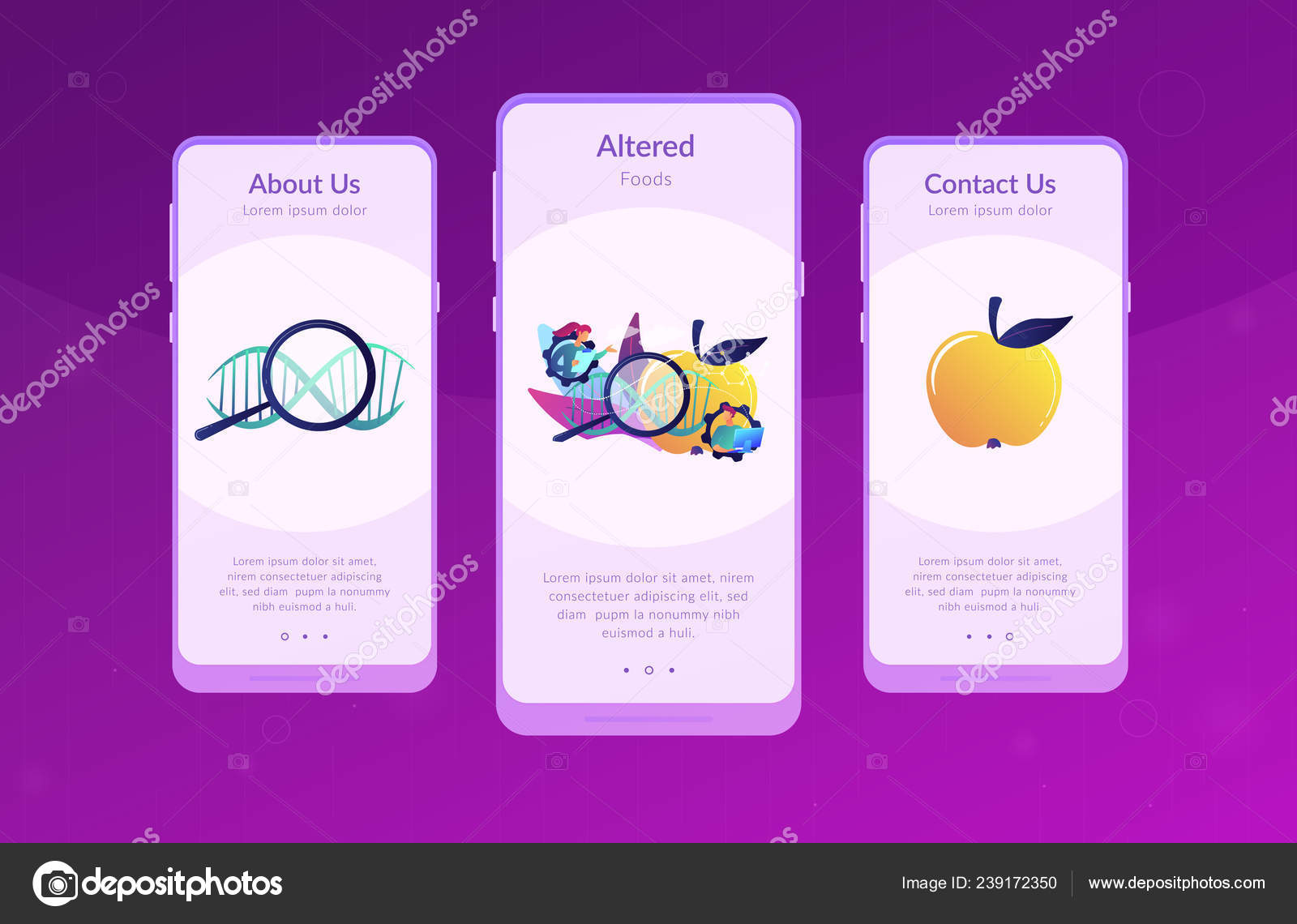 Genetically modified foods app interface template. Stock Vector Image ...
