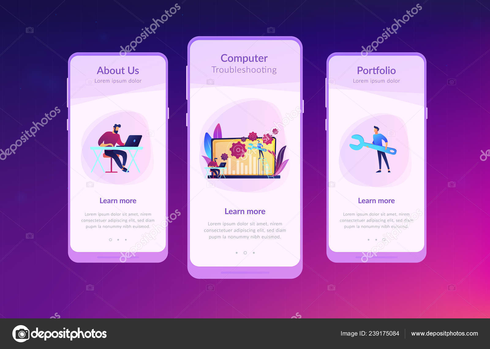 Computer troubleshooting app interface template. Stock Vector by ...