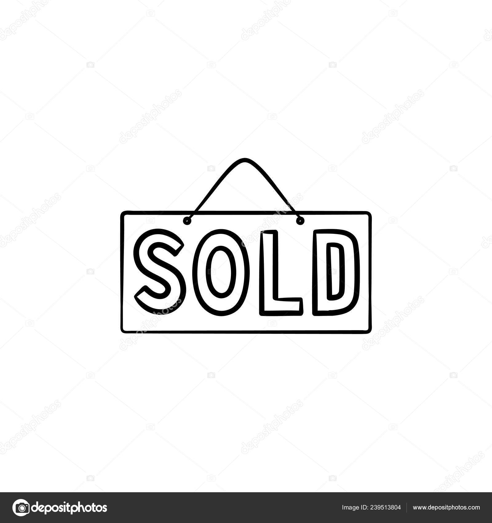 Vendido signo dibujado a mano esbozo garabato icono . Vector de stock ...