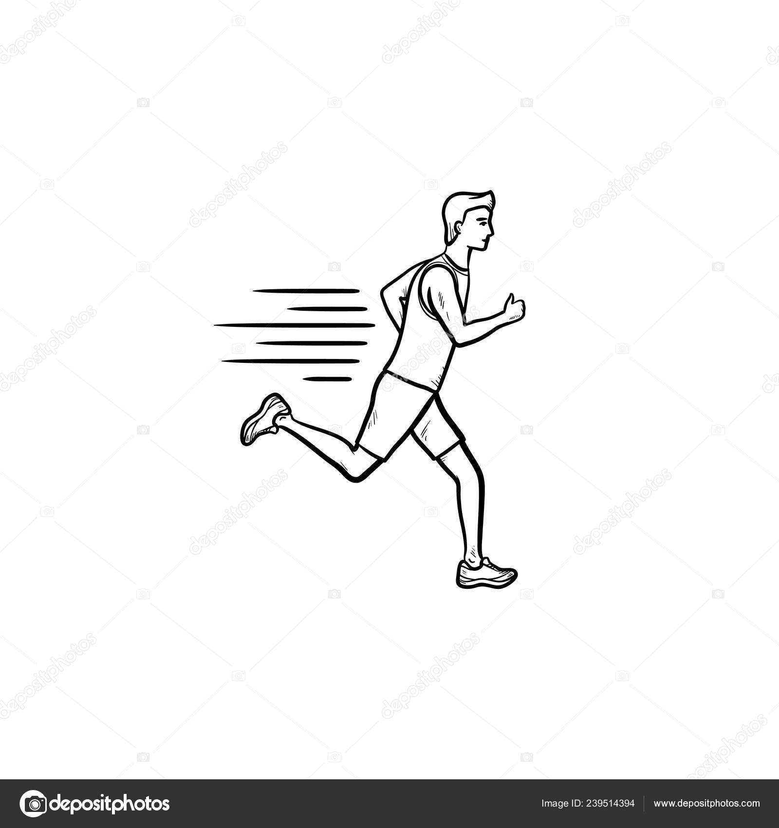 Running man hand drawn outline doodle icon. Stock Vector by ...