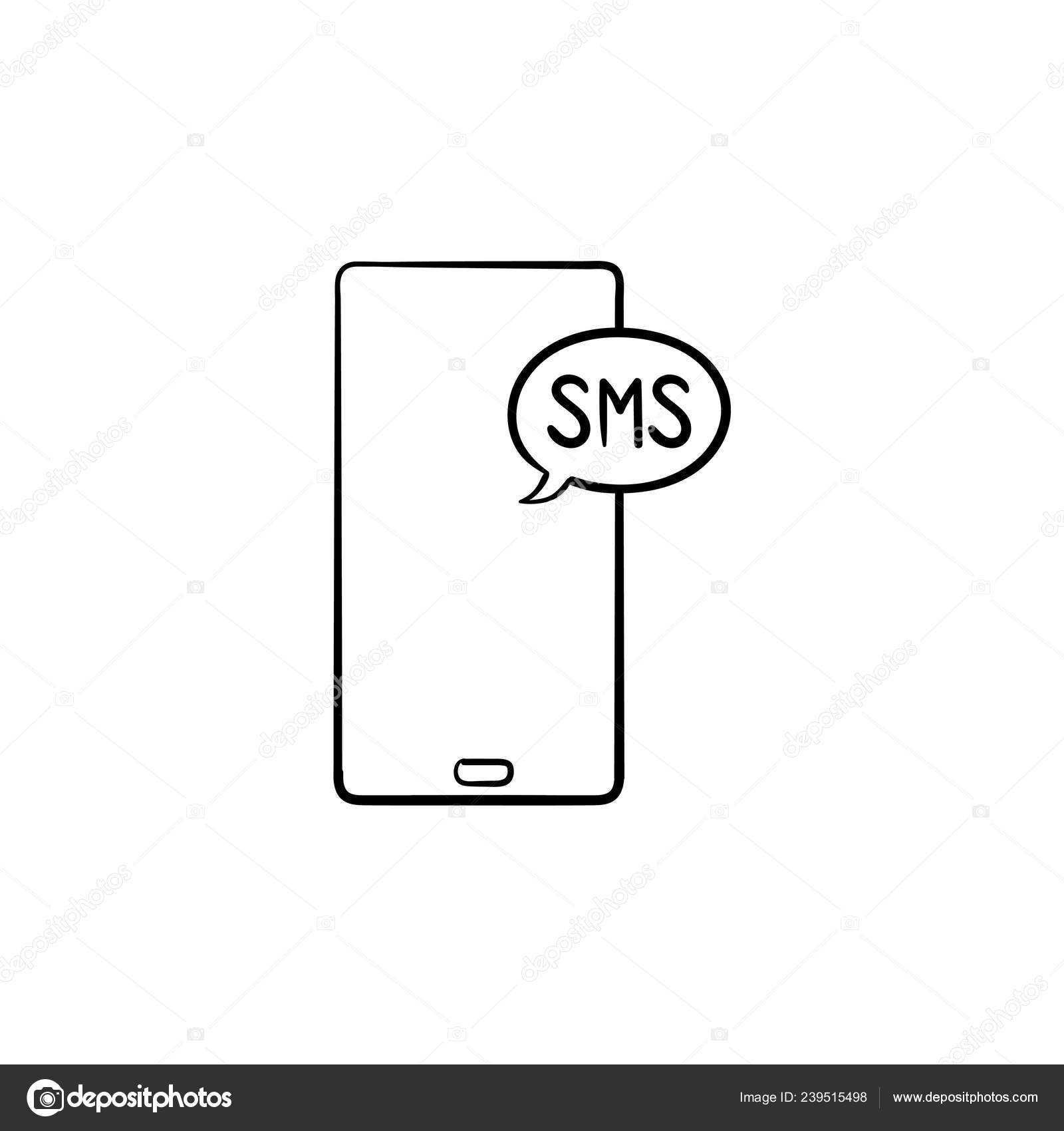 Mobile phone with sms hand drawn outline doodle icon. ⬇ Vector Image by ...