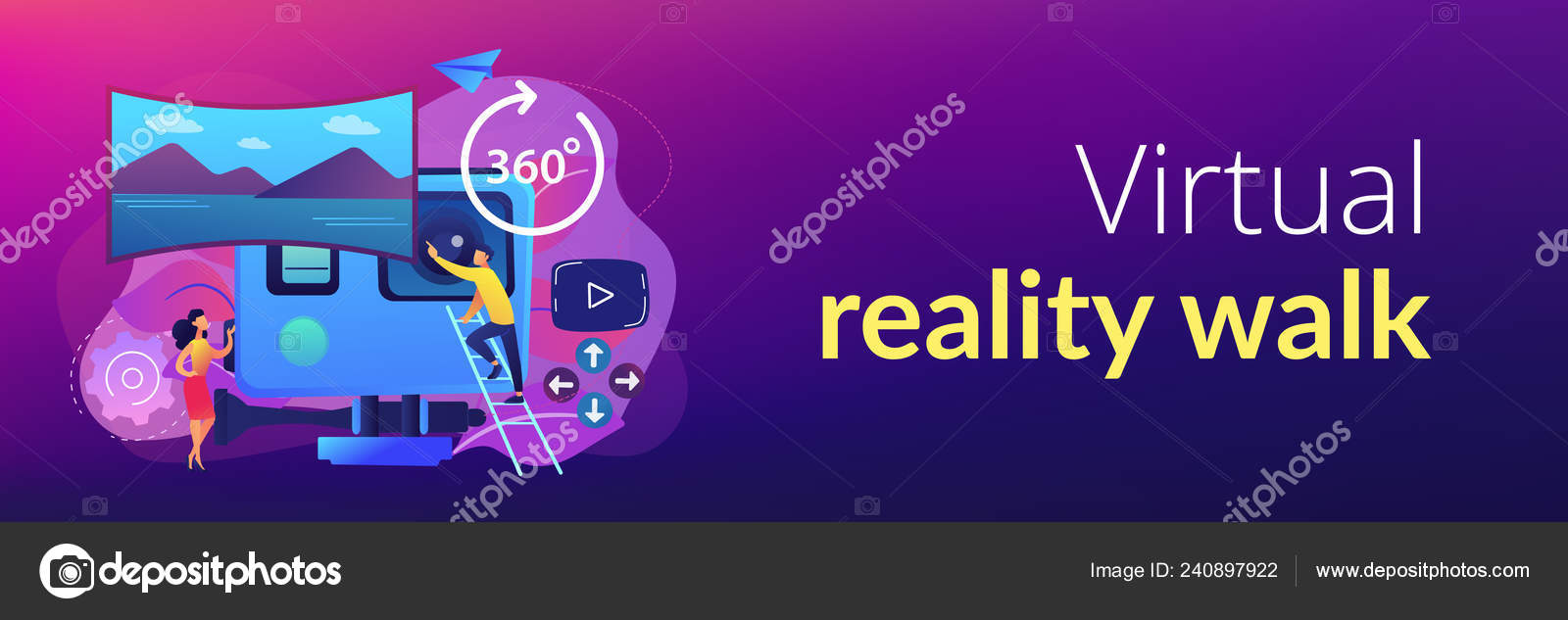 Virtual tour concept banner header. Stock Vector Image by ...