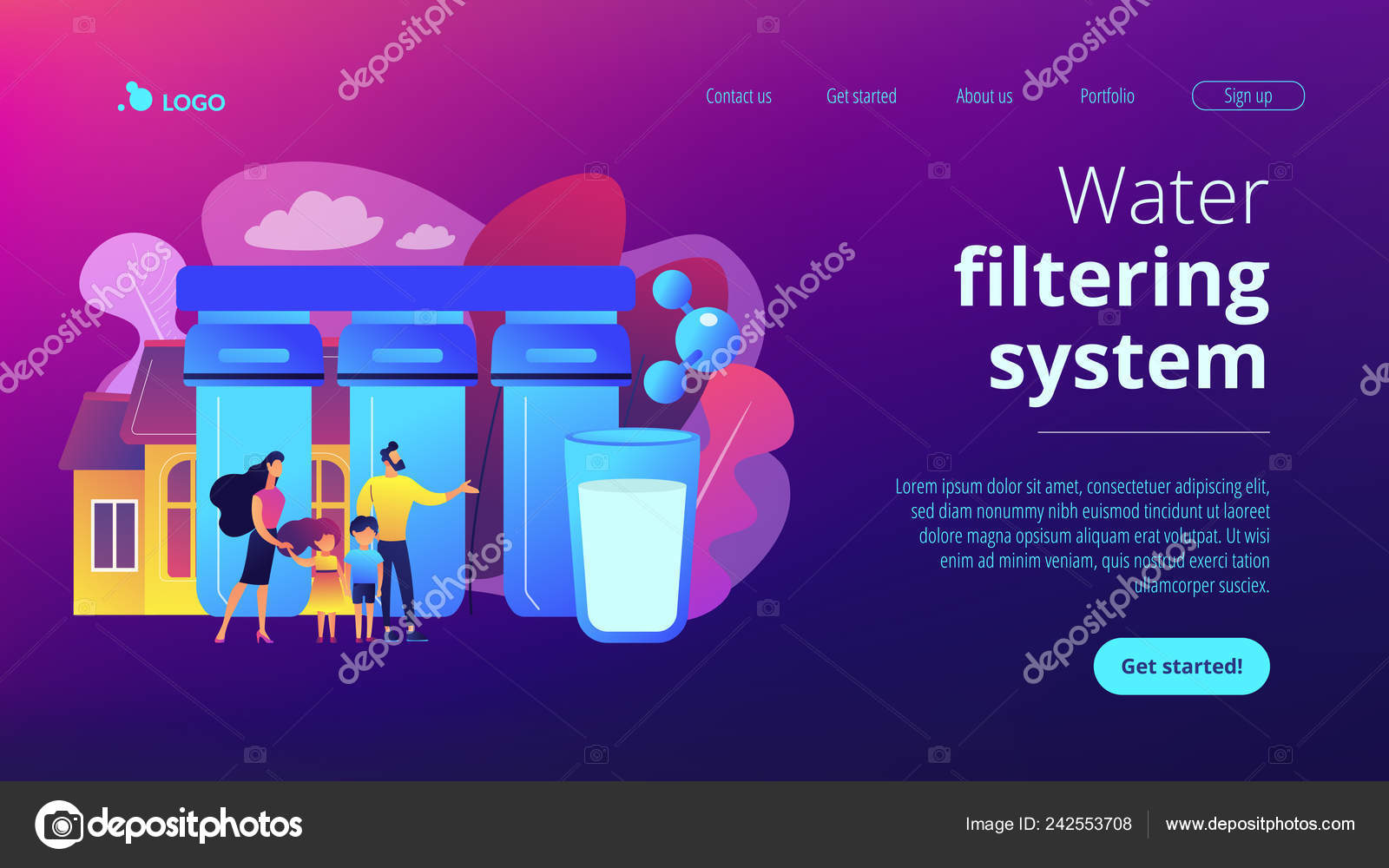 Water filtering system concept landing page. Stock Vector by ...