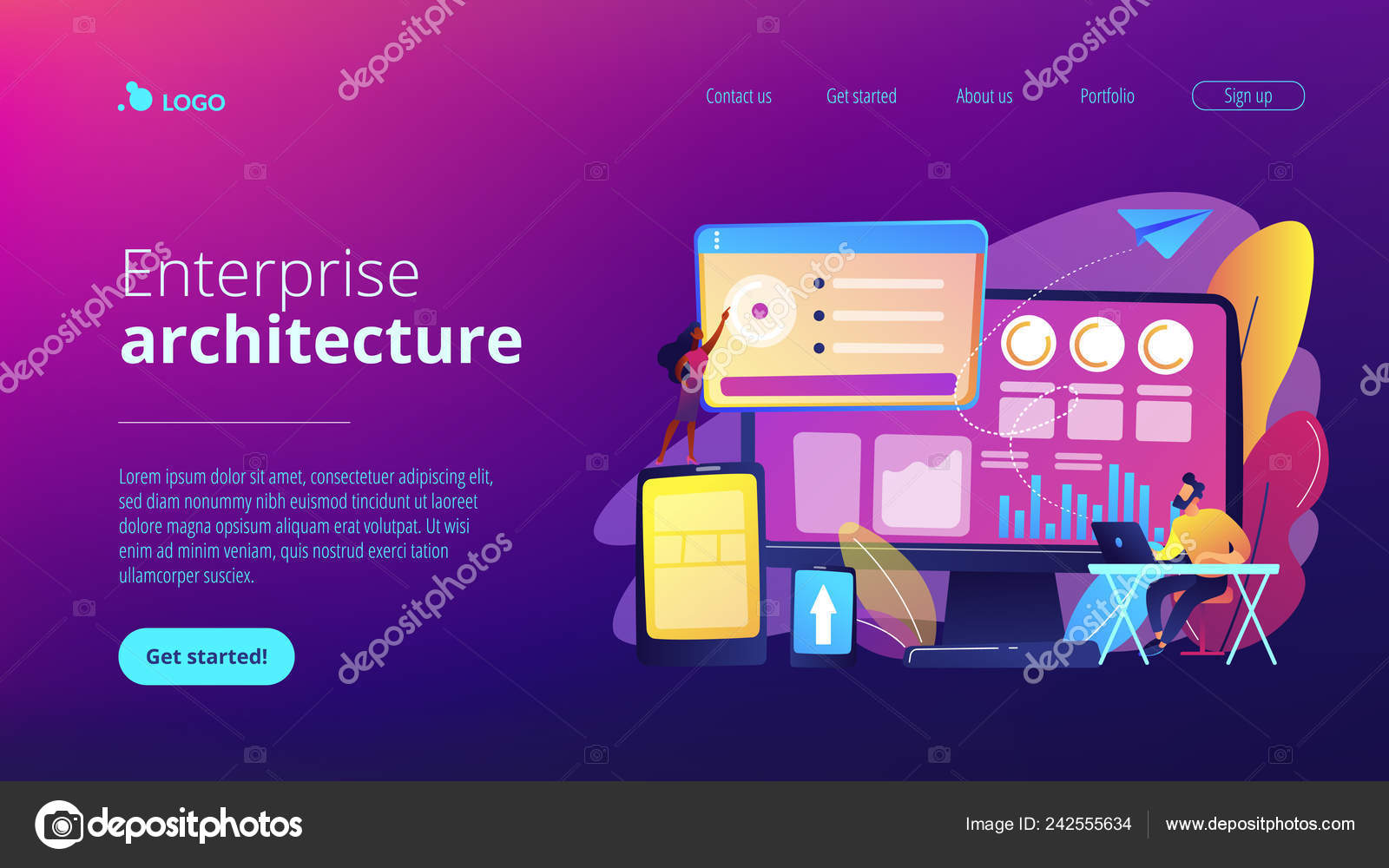 Enterprise IT management concept landing page. Stock Vector Image by ...