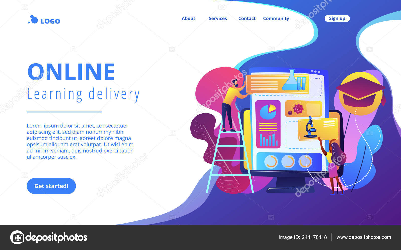 Learning management system concept landing page. ⬇ Vector Image by ...