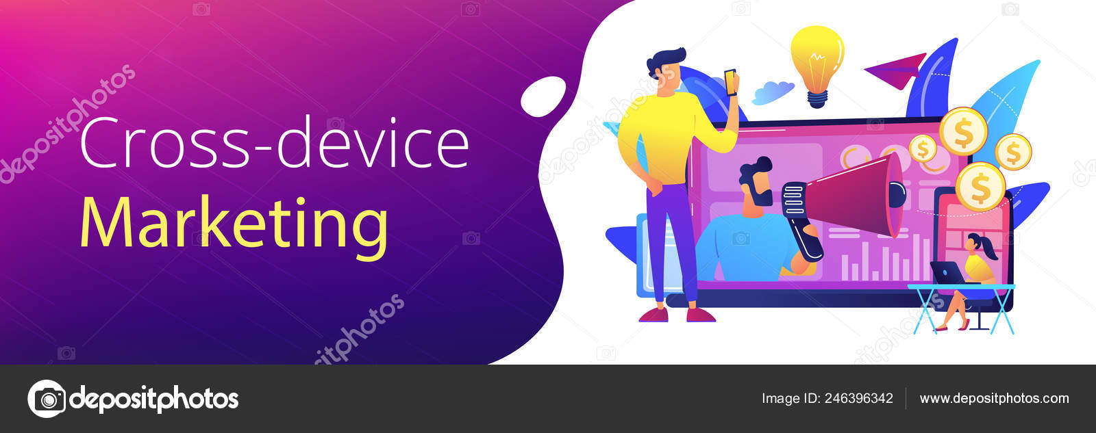 Cross-device marketing concept banner header. Stock Vector Image by ...