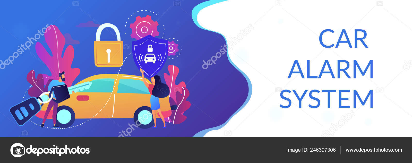 Car alarm system concept banner header. Stock Vector by ...