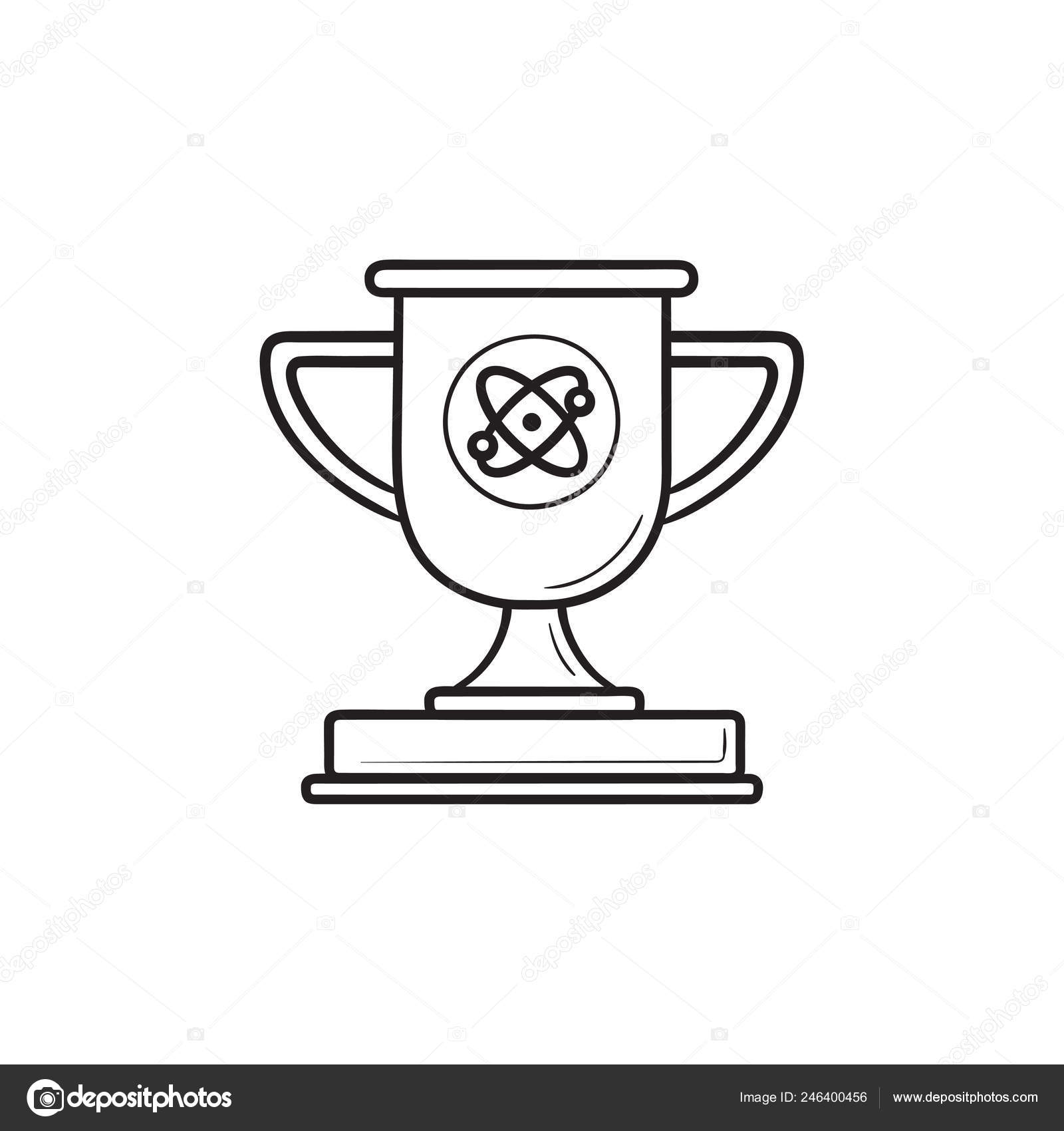 Piala video game tangan gambar garis luar ikon corat-coret . Vektor ...