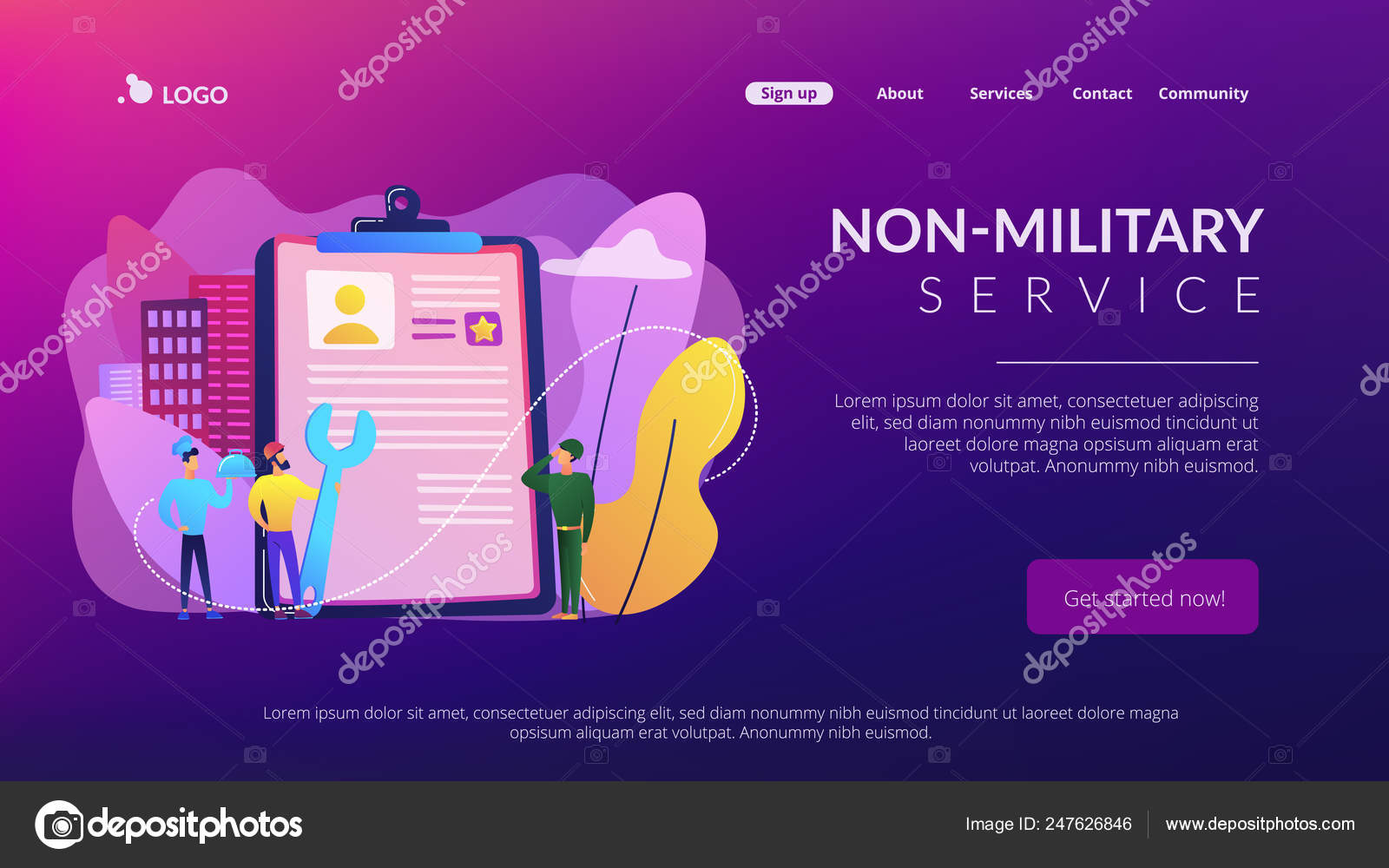 Alternative civilian service concept landing page. Stock Vector Image ...