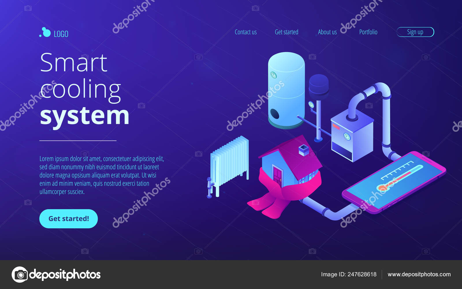 Heating system concept isometric 3D landing page. Stock Vector Image by ...