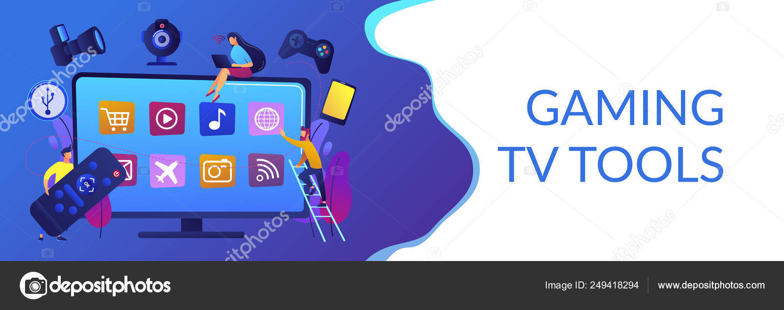 Smart TV accessories concept banner header. Stock Vector by ...