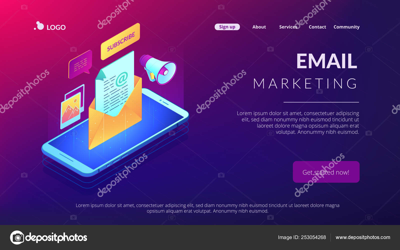 Email marketing isometric 3D landing page. Stock Vector Image by ...