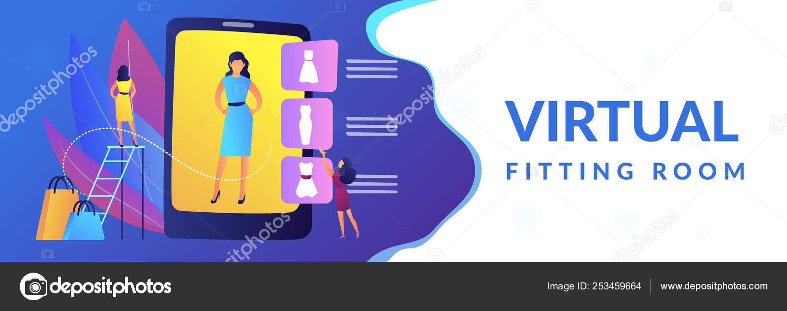 Virtual fitting room concept banner header. Stock Vector by ...