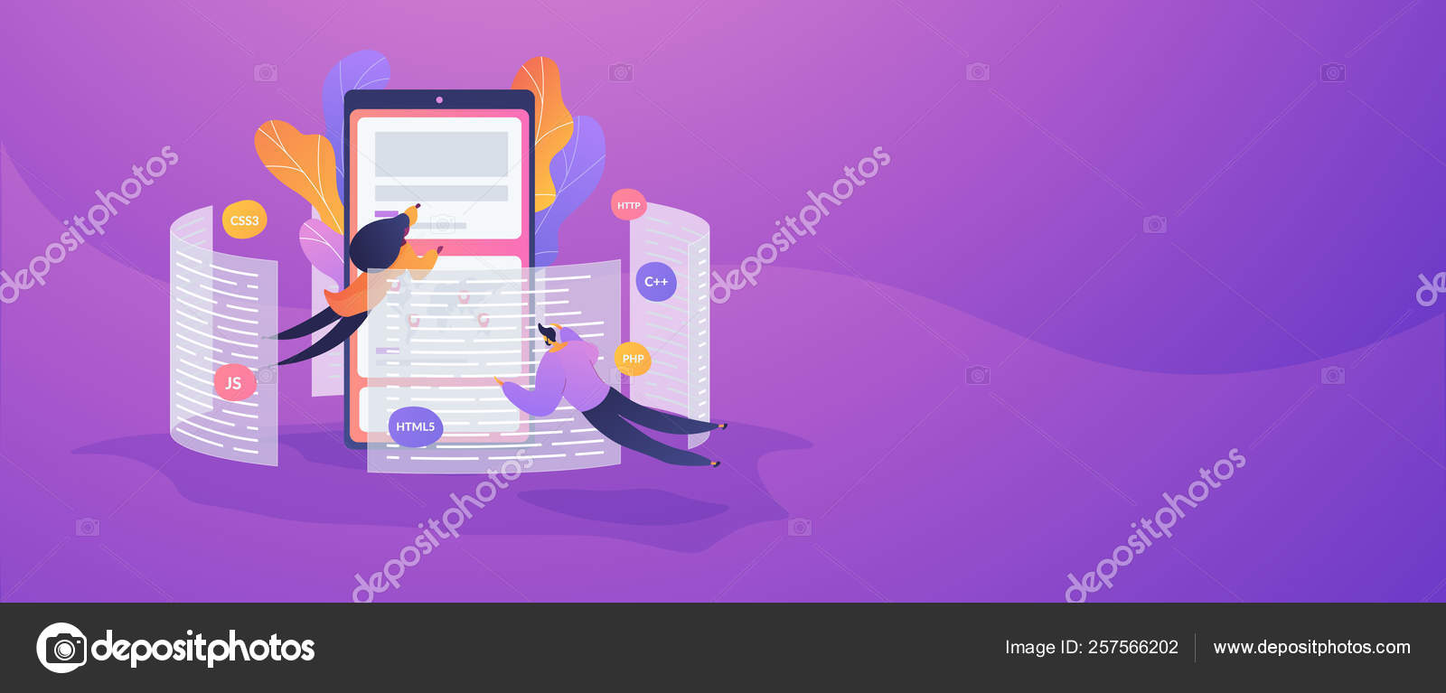 Front end development it web banner concept. Stock Vector Image by ...