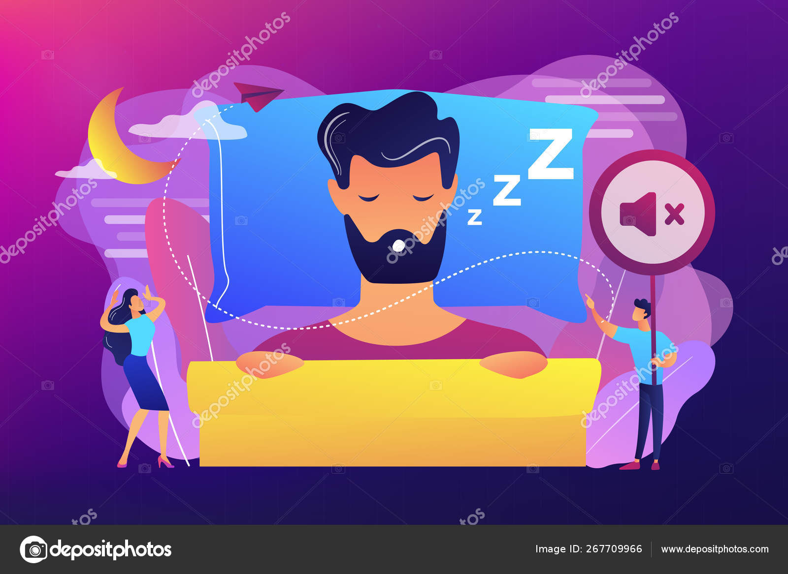 Night snoring concept vector illustration. Stock Vector Image by ...