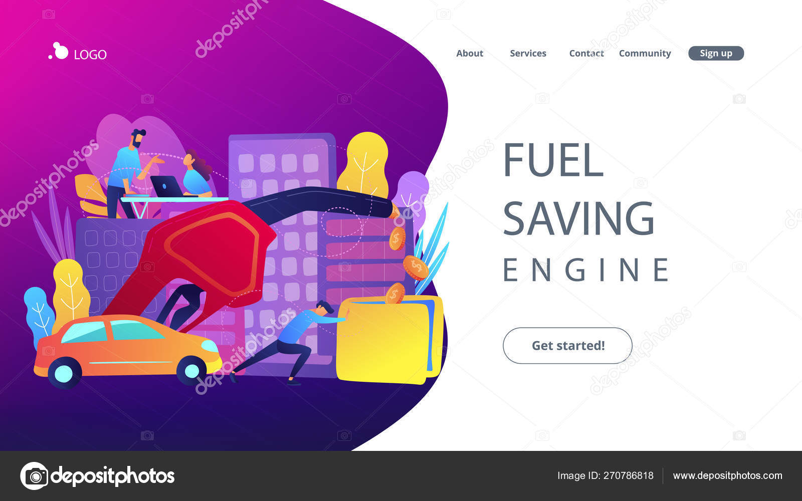 Fuel saving engine landing page. Stock Vector Image by ...