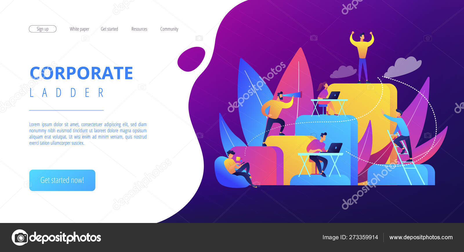 Corporate ladder concept landing page. Stock Vector Image by ...