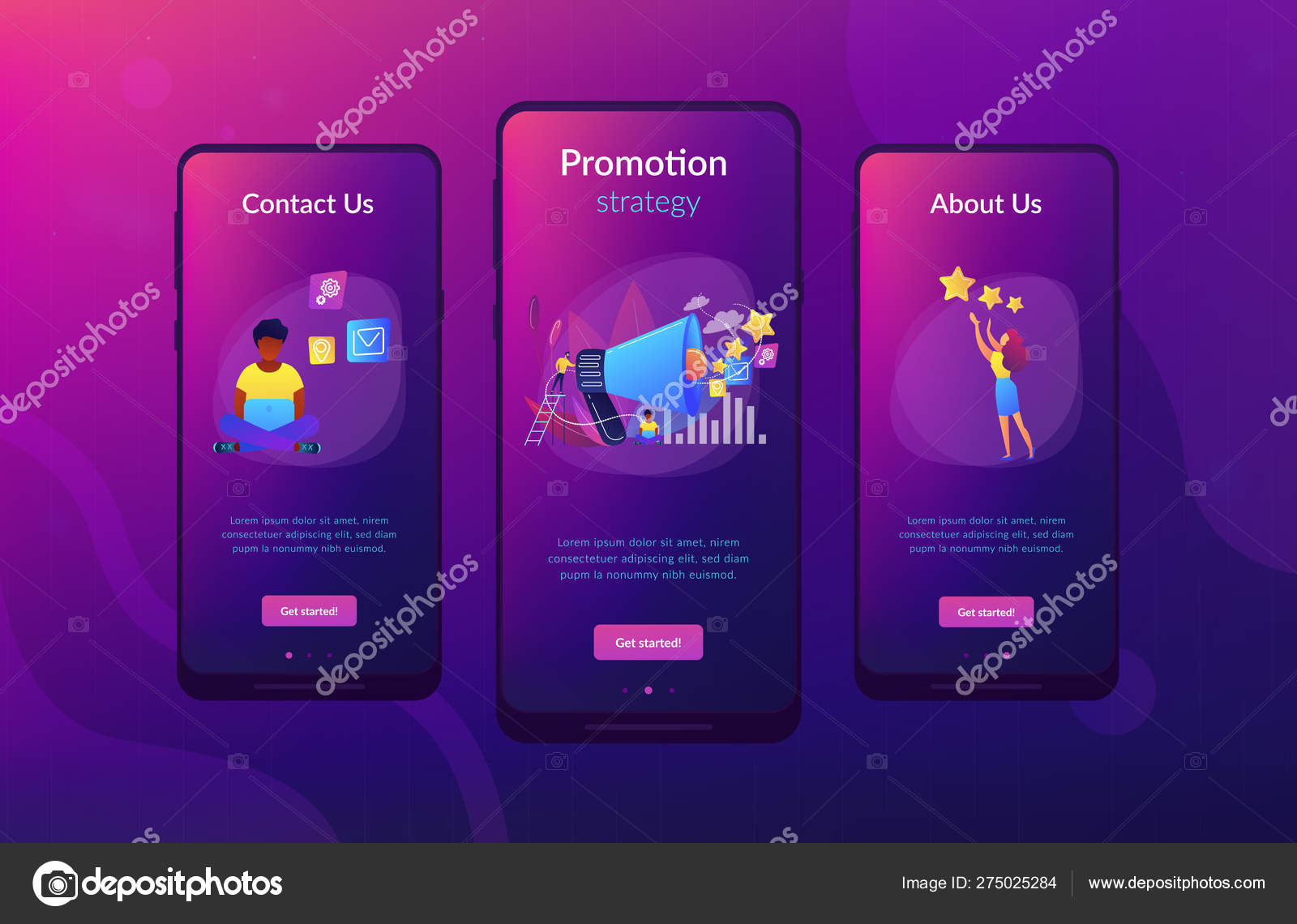 Promotion strategy app interface template. Stock Vector Image by ...