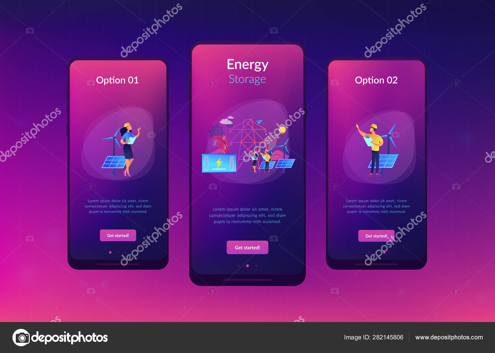 Modelo de interface de aplicativo de armazenamento de energia . Vetor ...