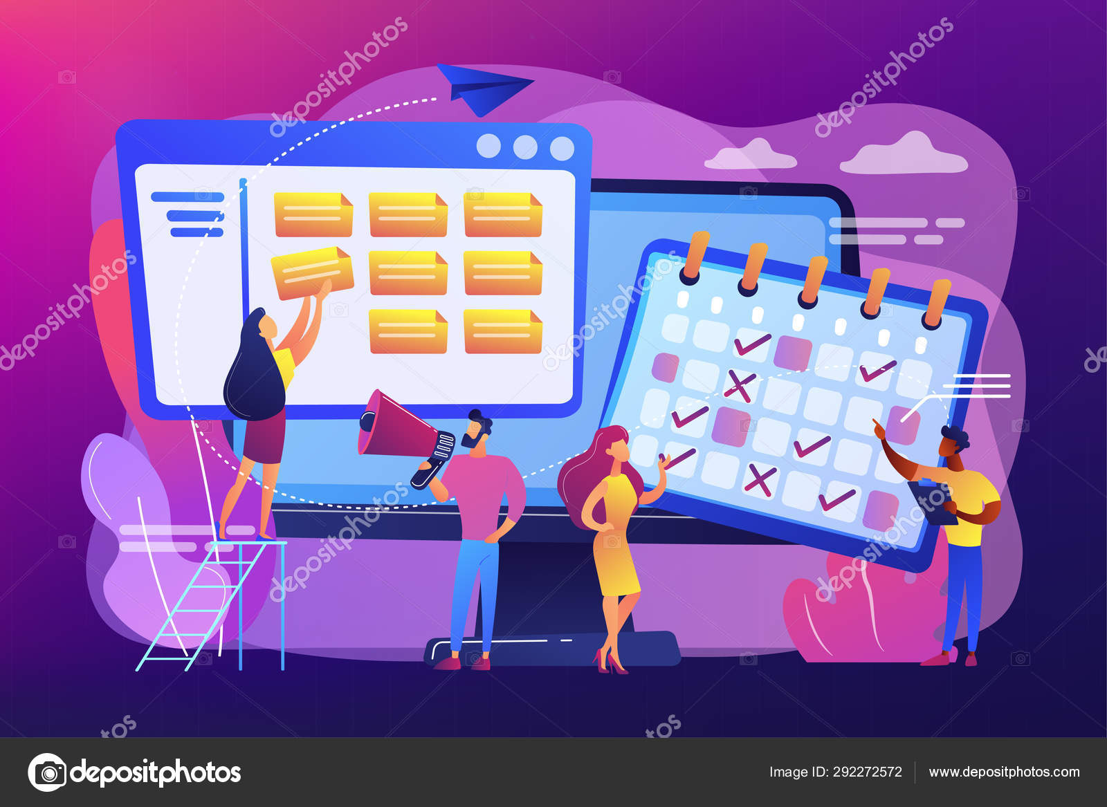 Concepto de planificación de medios vector ilustración . Vector de ...