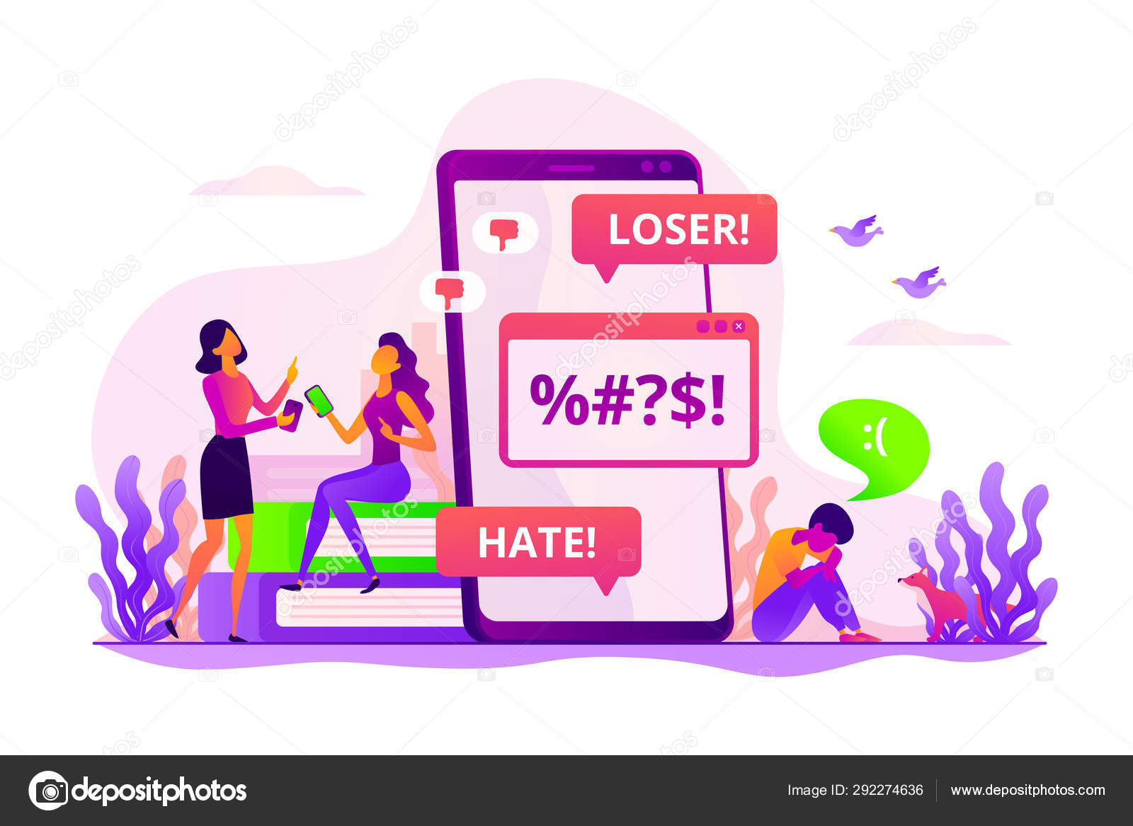 Cyberbullying concept vector illustration Stock Vector by ...