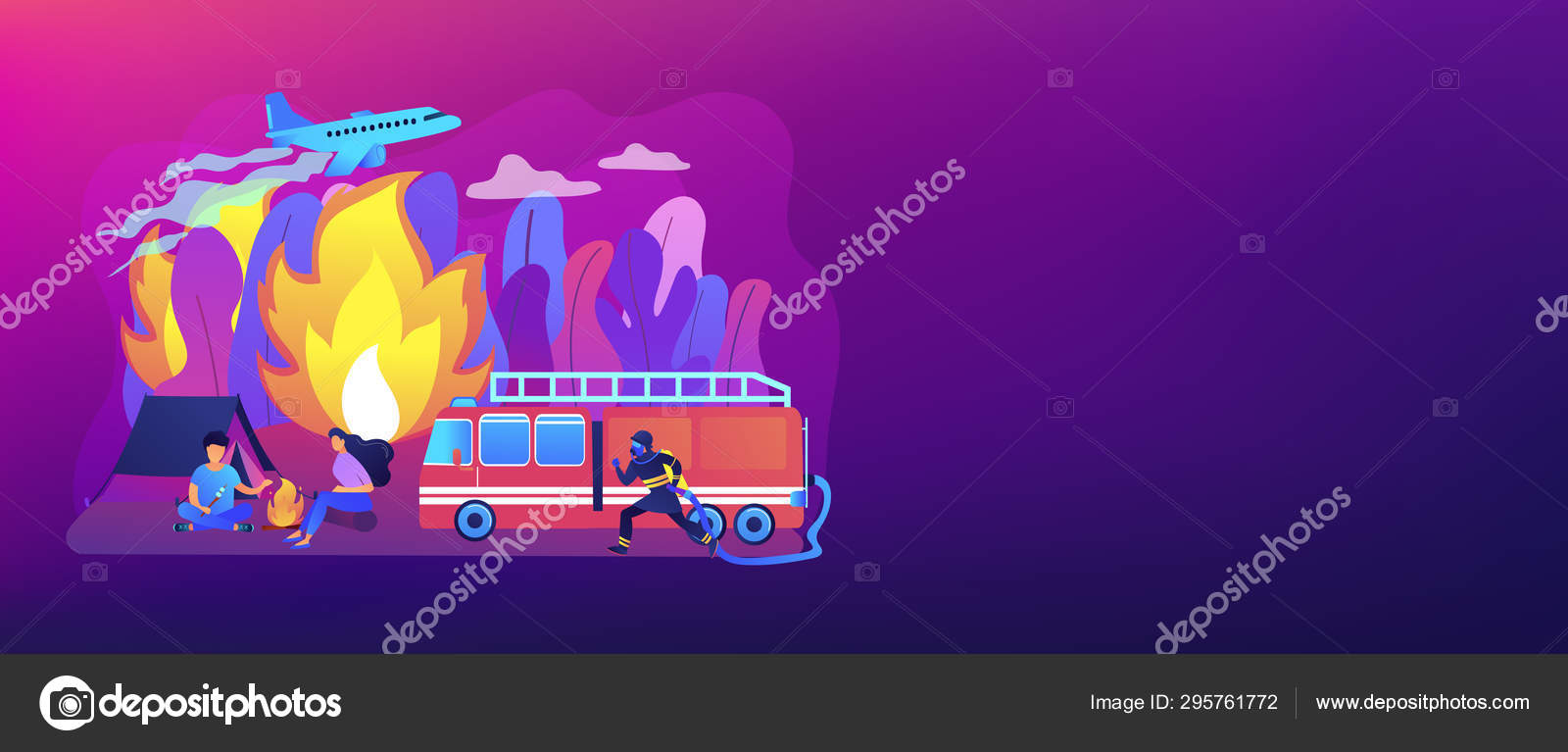Prevention of wildfire concept banner header. Stock Vector Image by ...