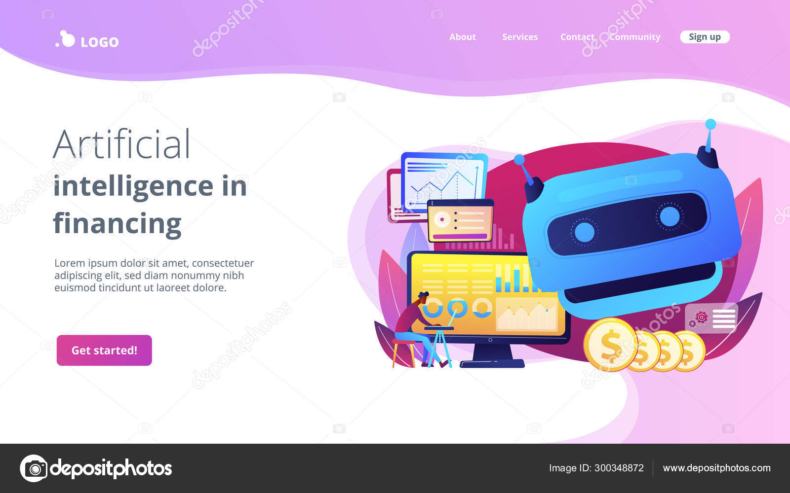 Artificial intelligence in financing concept landing page. Stock Vector ...