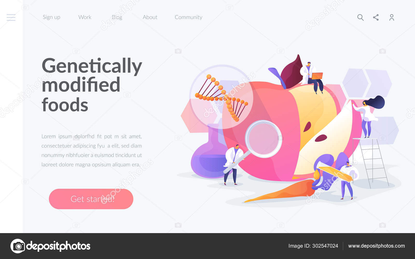 Genetically modified foods landing page concept Stock Vector Image by ©VisualGeneration #302547024