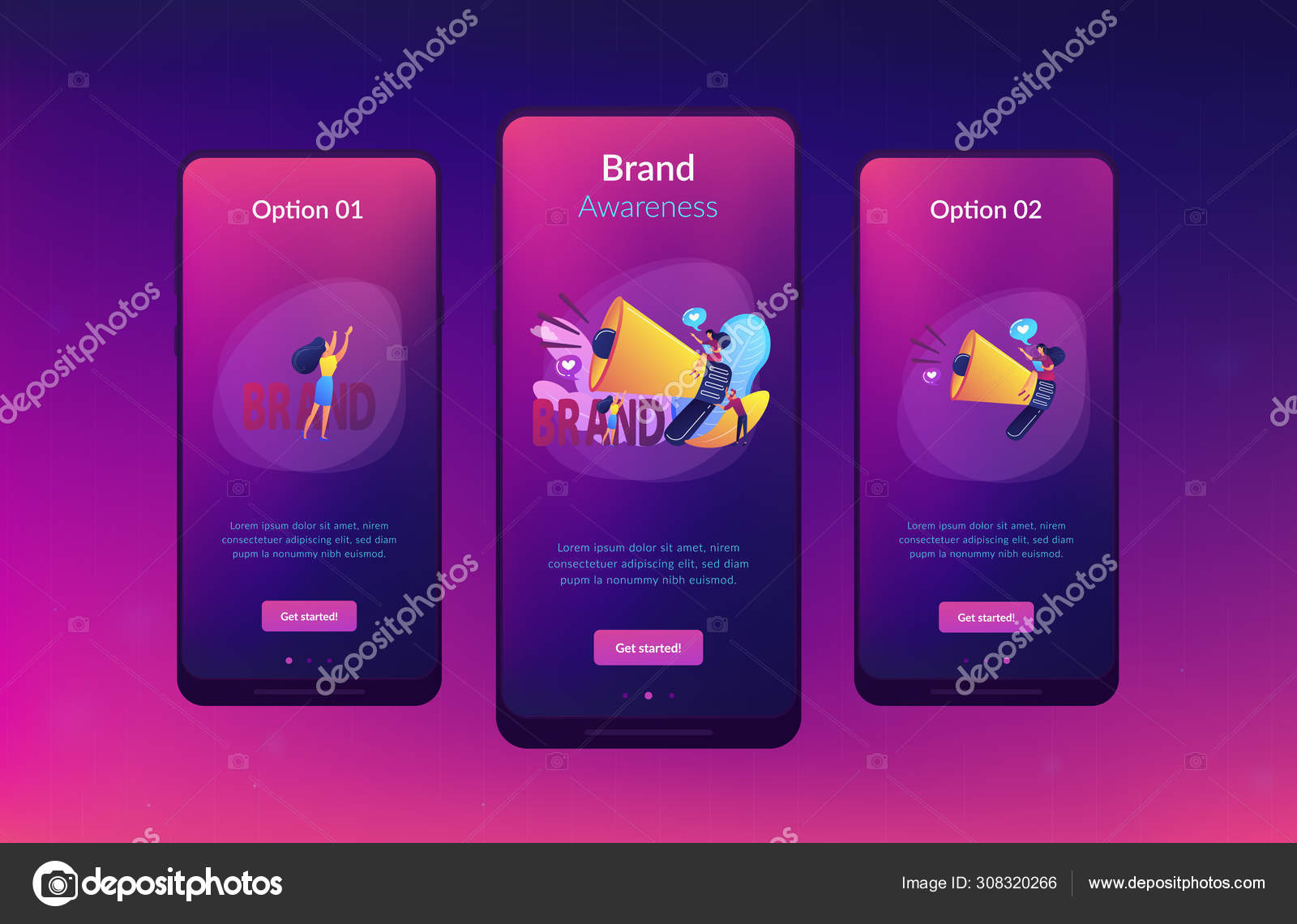 Brand awareness app interface template. Stock Illustration by ...