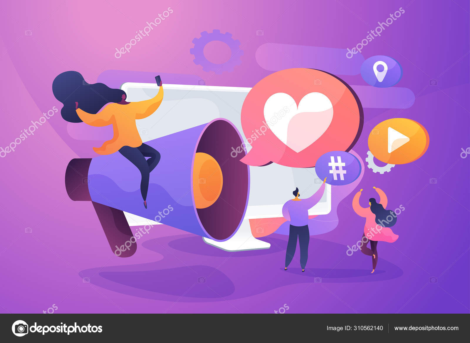 SMM management, notification flat vector illustration Stock Vector ...
