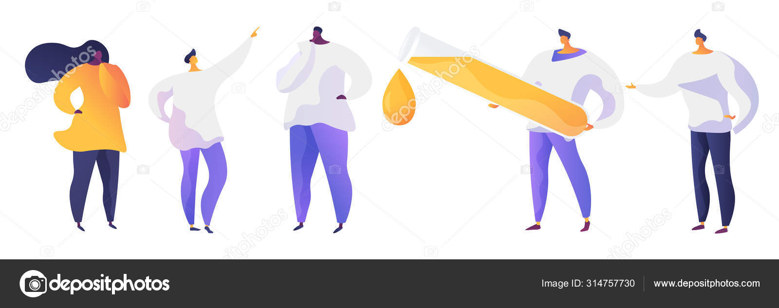 Scientists team flat vector illustrations set Stock Vector Image by ...